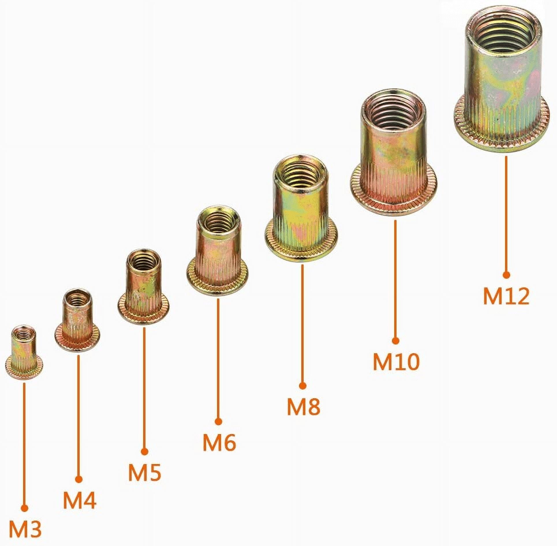 1box Metric Rivet Nut Kit Copper Alloy Flat Head Threaded Insert Nut ...