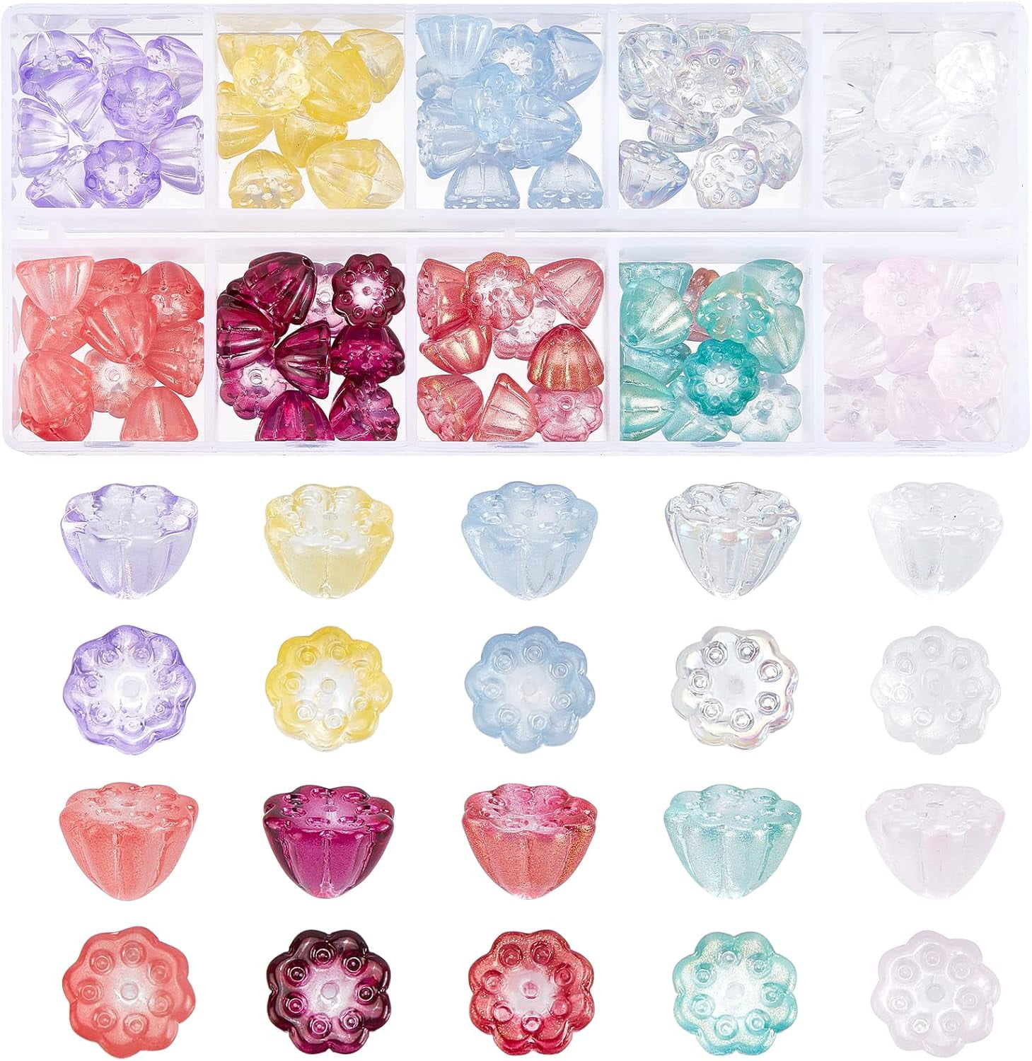 1box PH Lotus Pod Glass Beads 10mm AB Color Plated Seedpod Charms ...