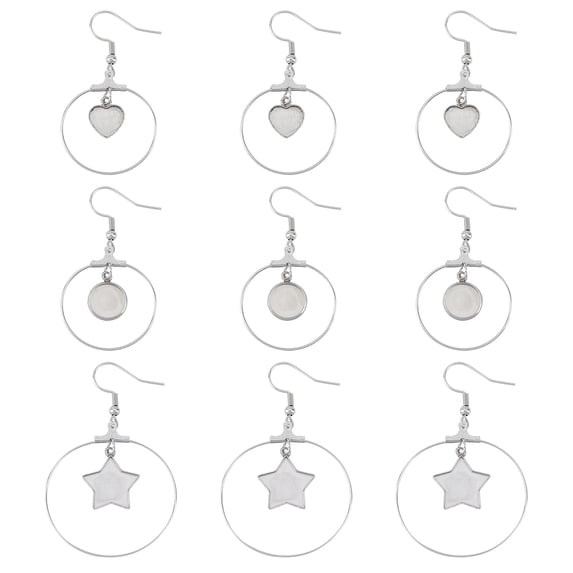 1box Stainless Steel Dangle Earrings Star Stainless Steel Color 24pcs ...