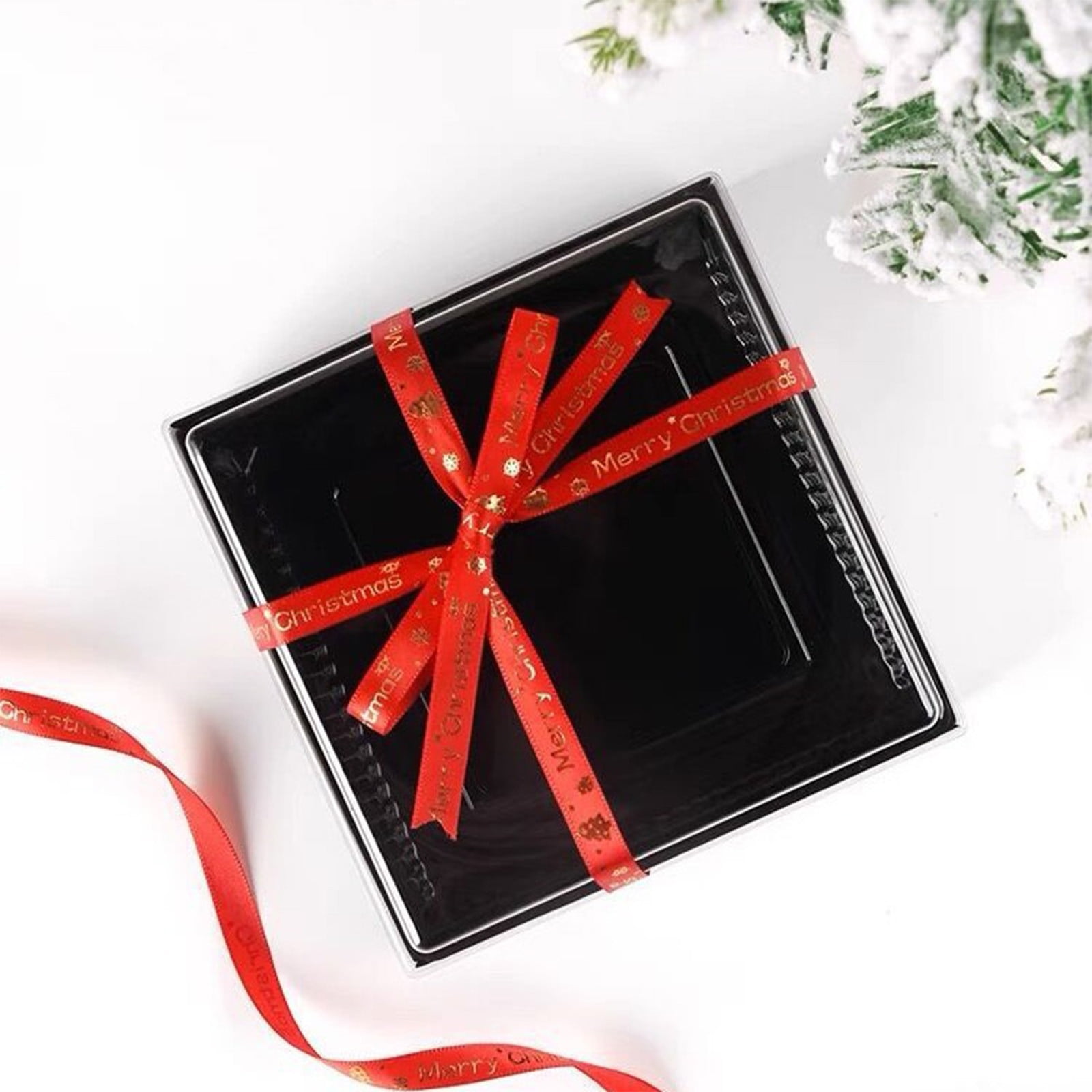 1cm Wide Christmas Ribbon 22 Meters Red Polyester Woven Ribbon with ...