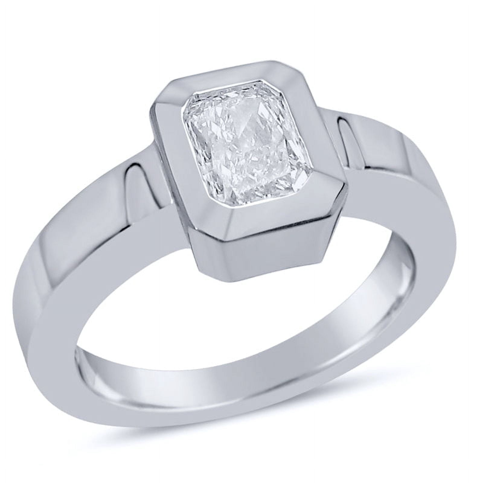 1ct Bezel Set Radiant Cut Low Profile Diamond Engagement Ring Solitaire ...