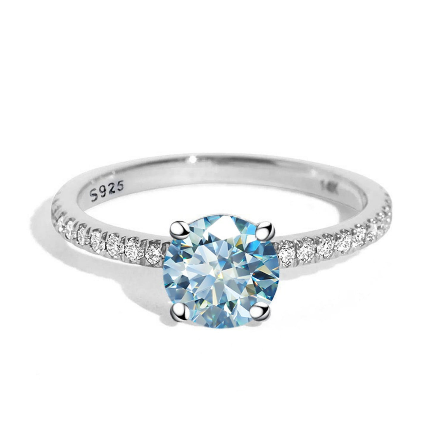 1ct D Color VVS1 Moissanite Diamond Rings 925 Sterling Silver Wedding ...