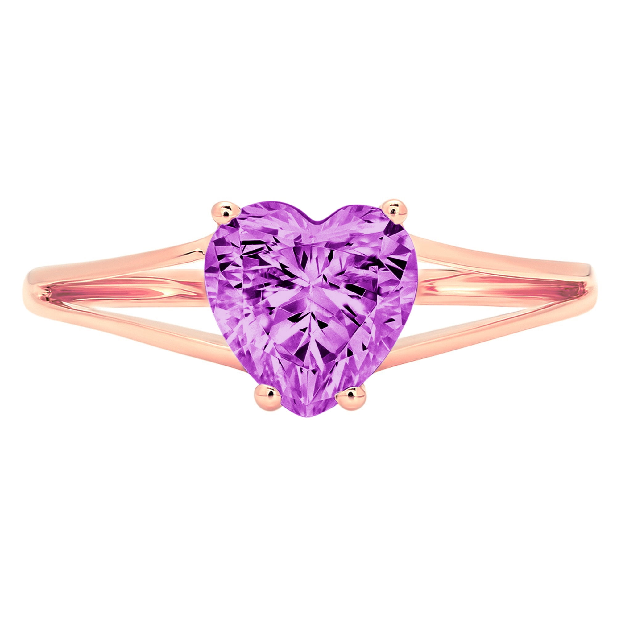 1ct Heart cut - Solitaire - VVS1 Simulated Alexandrite - 18k Rose Gold ...