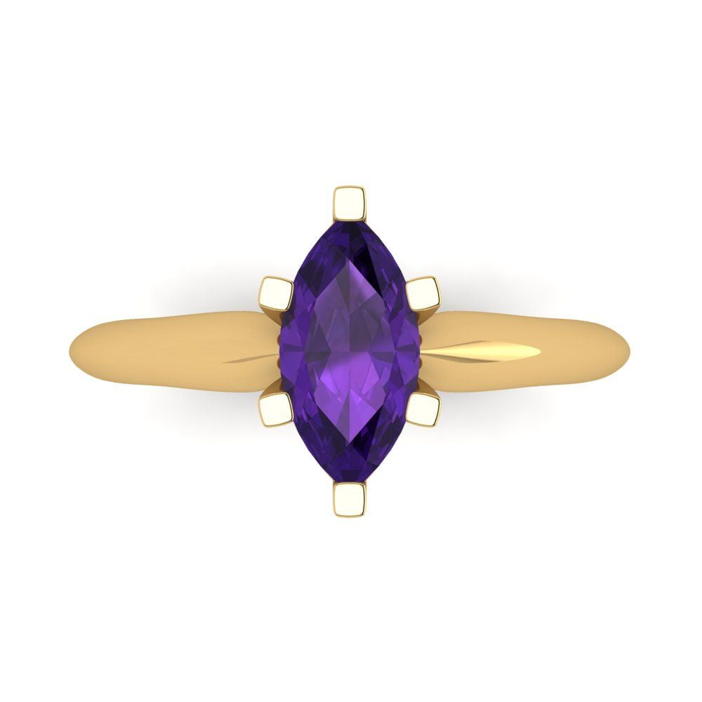 Solitaire Engagement Ring for Women - 1ct Natural Amethyst in 18K ...