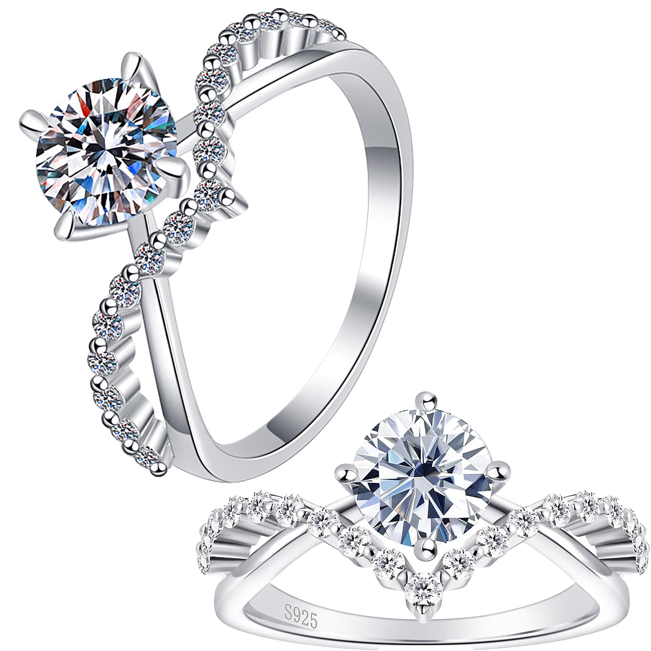 1ct Moissanite Crown Ring, Moment Wish Engagement Ring for Women, Moissanite Promise Ring, D ...