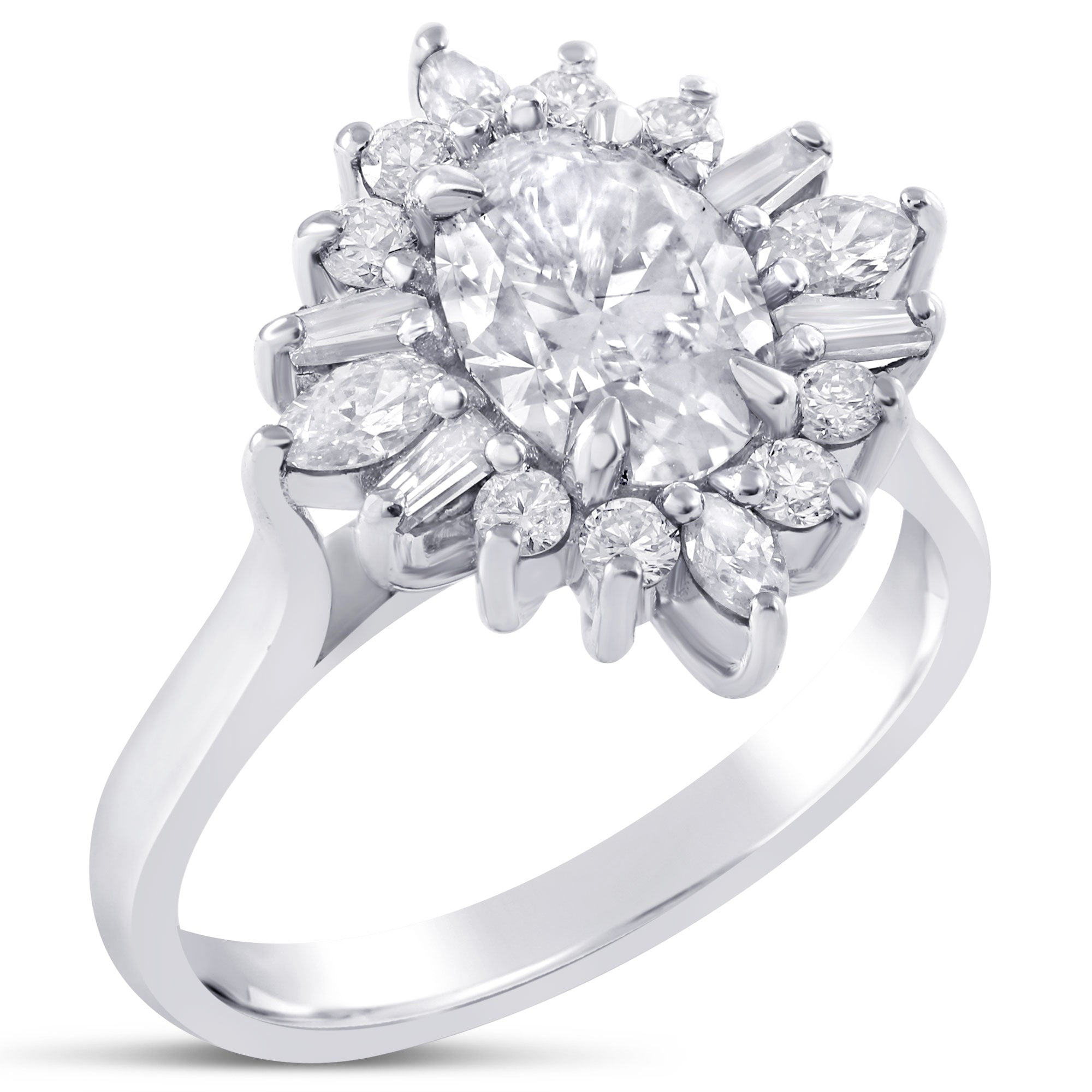 1ct Oval Cut Sunburst Antique Style Diamond Engagement Ring O24 ...