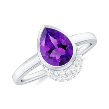 1ct Pear Solitaire Amethyst Teardrop Side Accents 925 Sterling Silver ...