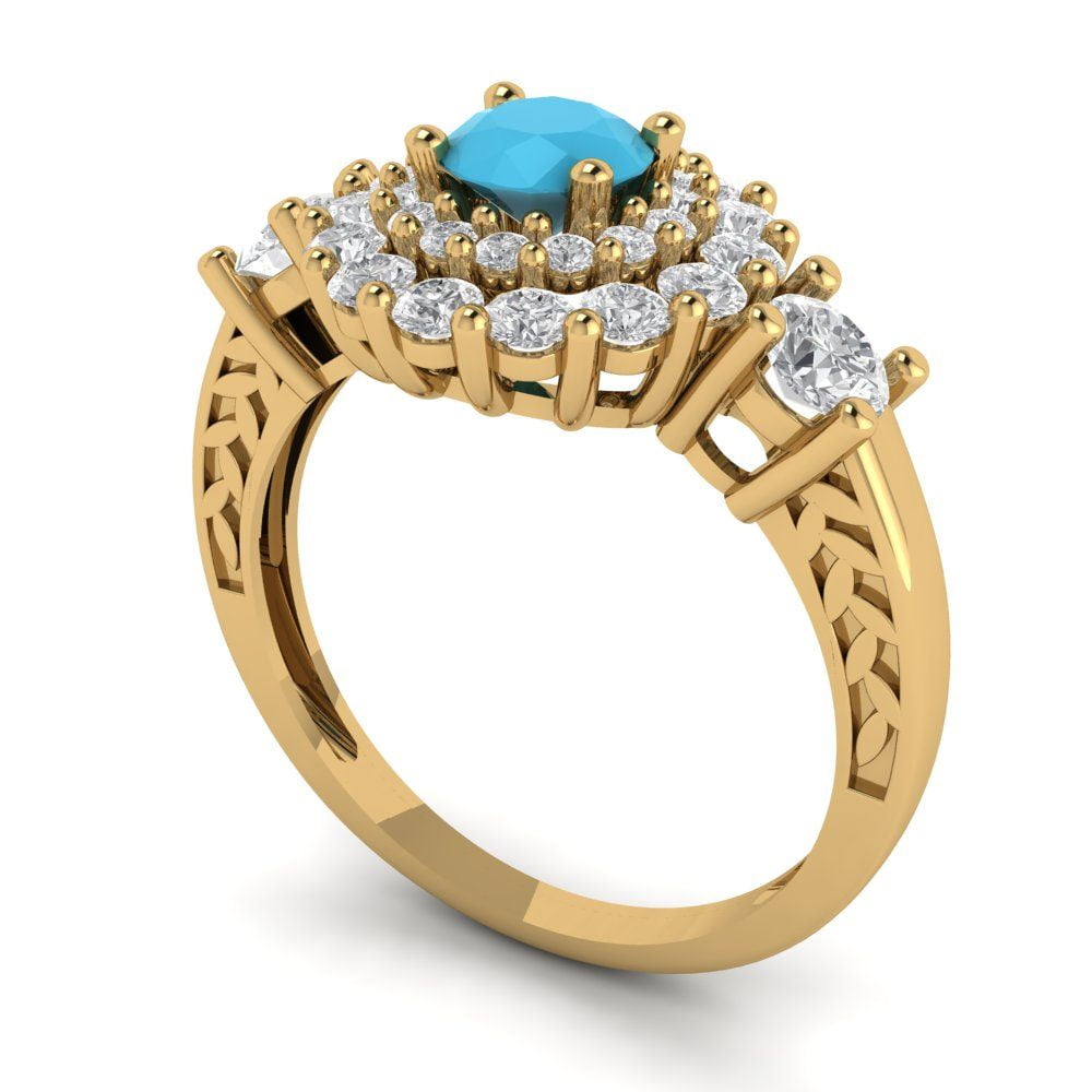1ct Princess Cut Precious Gemstone Green Emerald Real 18k Yellow Gold ...
