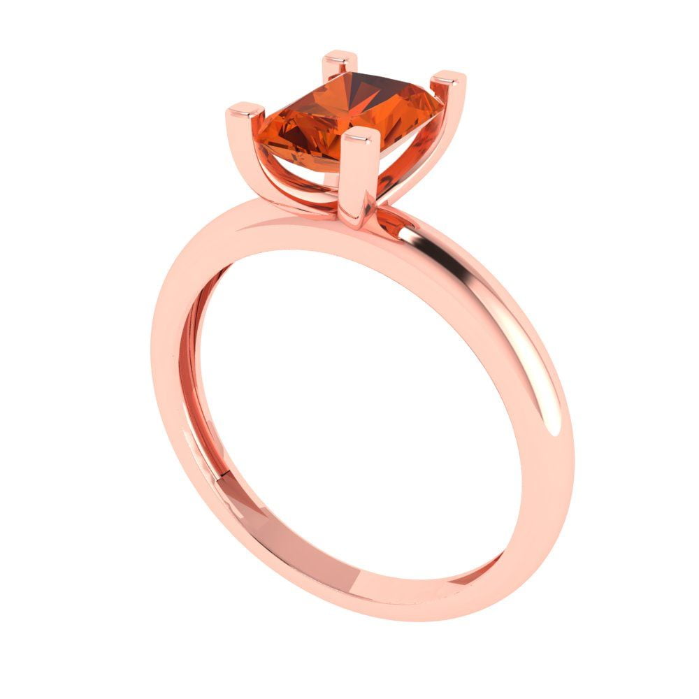 1ct emerald cut red Zircon 18k rose gold Bridal Wedding Engagement ...