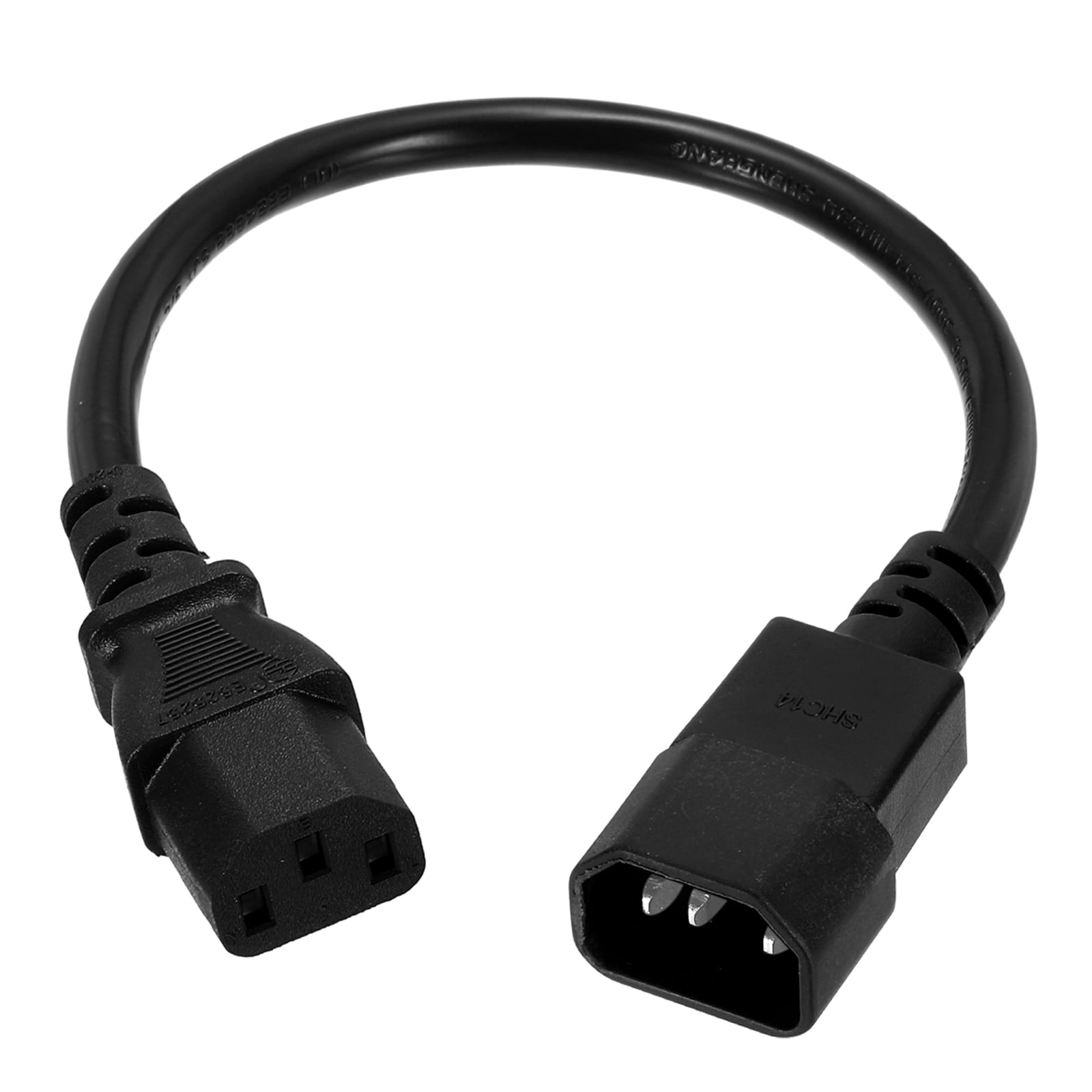 1ft 18 AWG Black 18/3 Universal Power Cord C14 to C13 10A 250V 3-Prong ...
