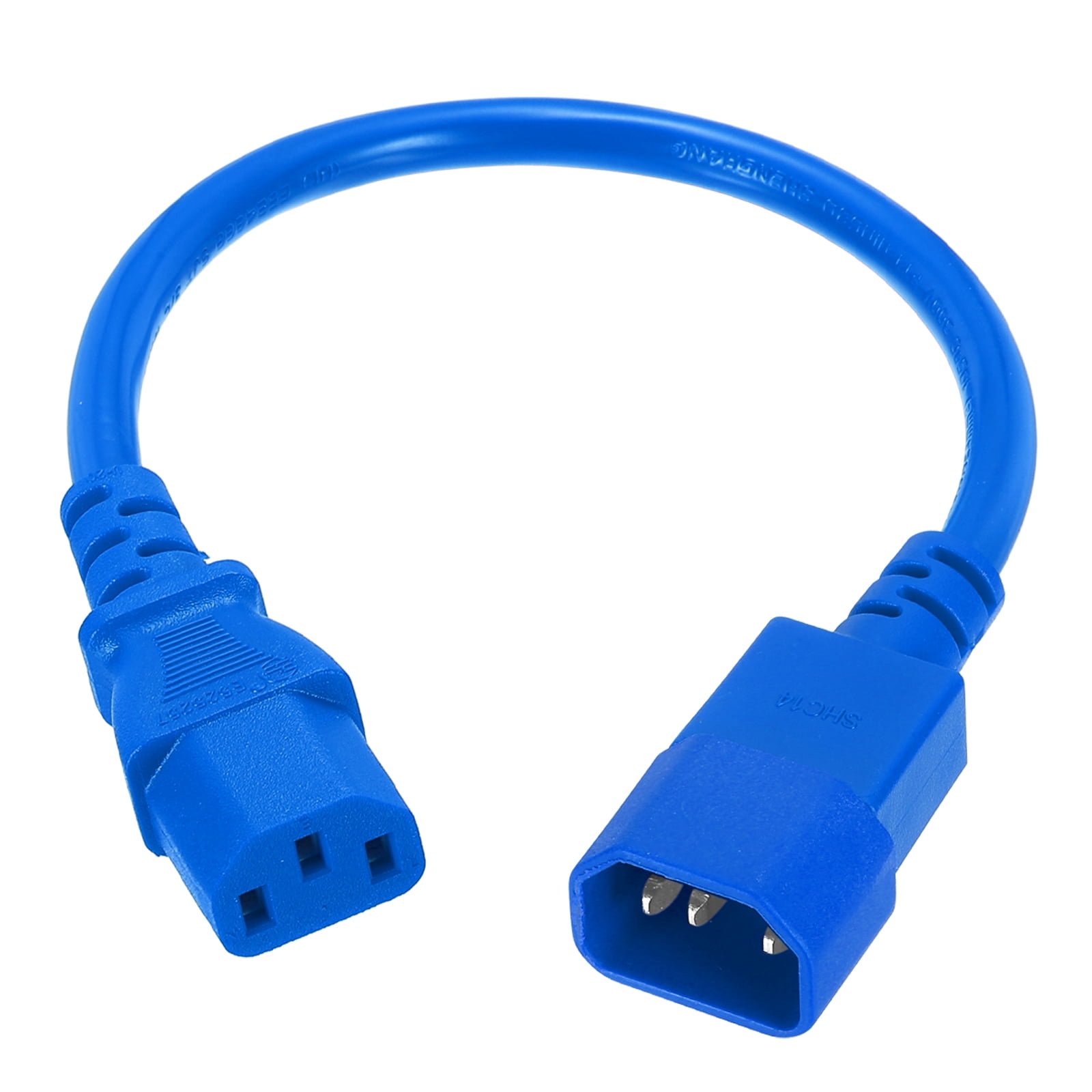 1ft 18 AWG Blue 18/3 Universal Power Cord C14 to C13 10A 250V 3-Prong ...