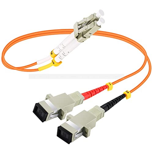 1ft Fiber Optic Adapter Cable LC (Male) to SC (Female) Multimode 62.5 ...