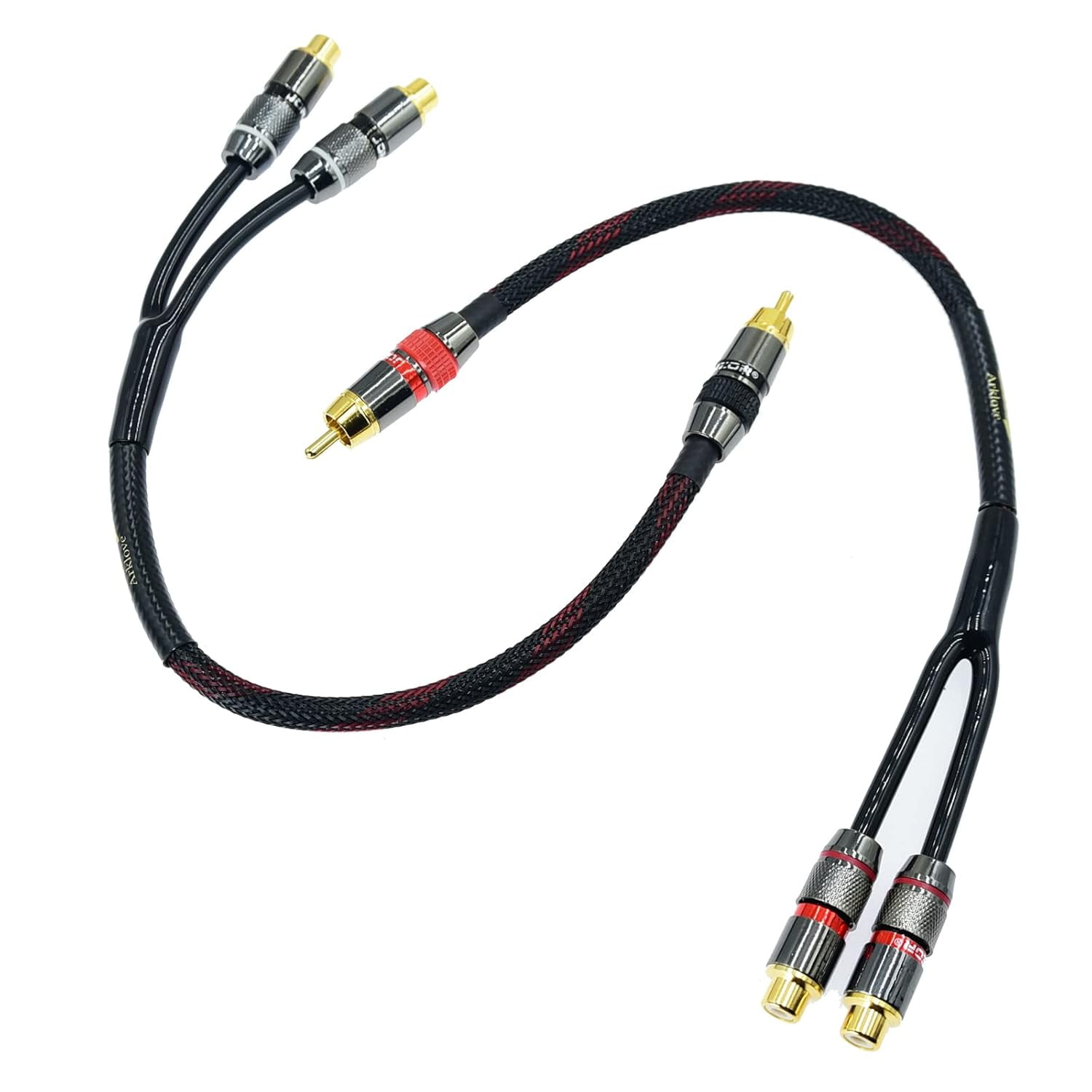 1ft Shielded RCA Splitter Subwoofer Stereo Audio Video Cable 1 Male to ...