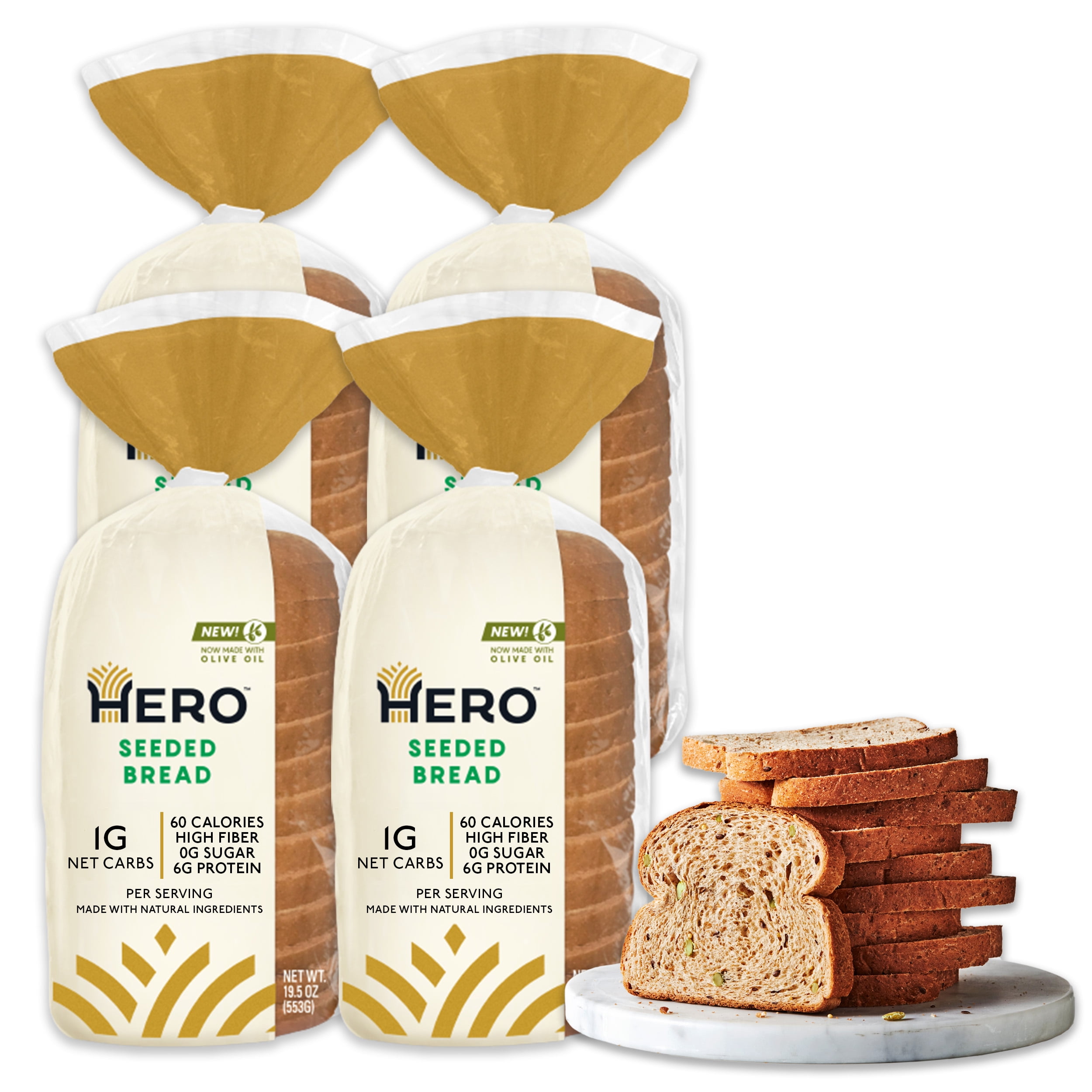 Low Carb, High Protein, Keto, Seeded Hero Bread- 4 Loaves, Zero Sugar ...