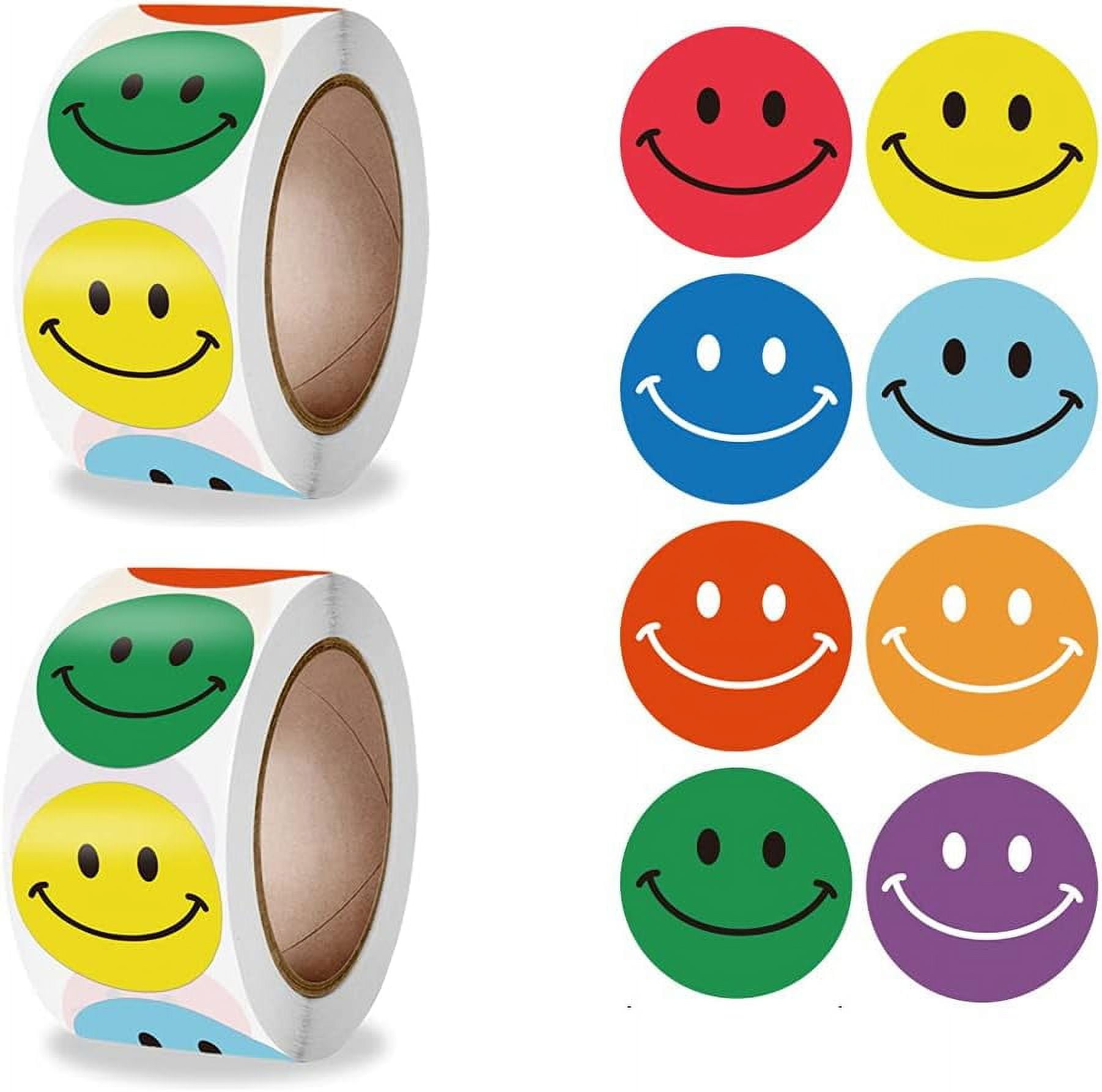 1in 1000pcs 8 Colors Smiley Stickers Happy Face Smile Round Stickers ...