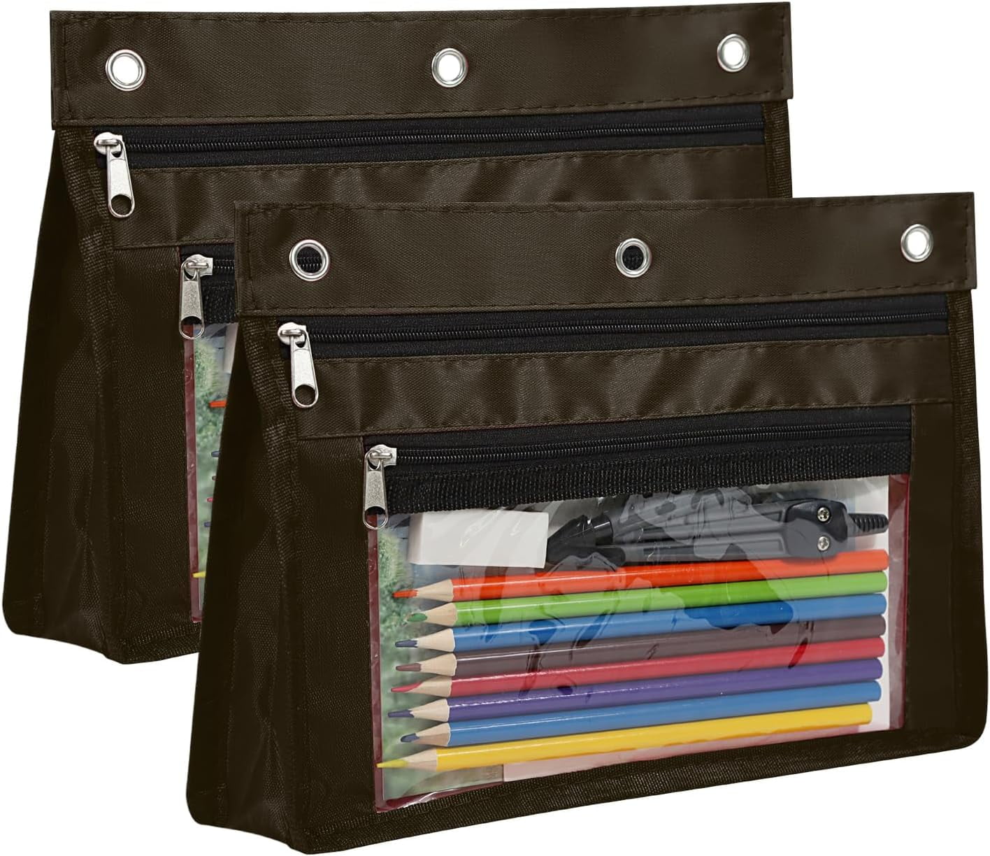 1inch Expandable Pencil Pouch for 3 Ring Binder, 2Pcs Large Capacity ...