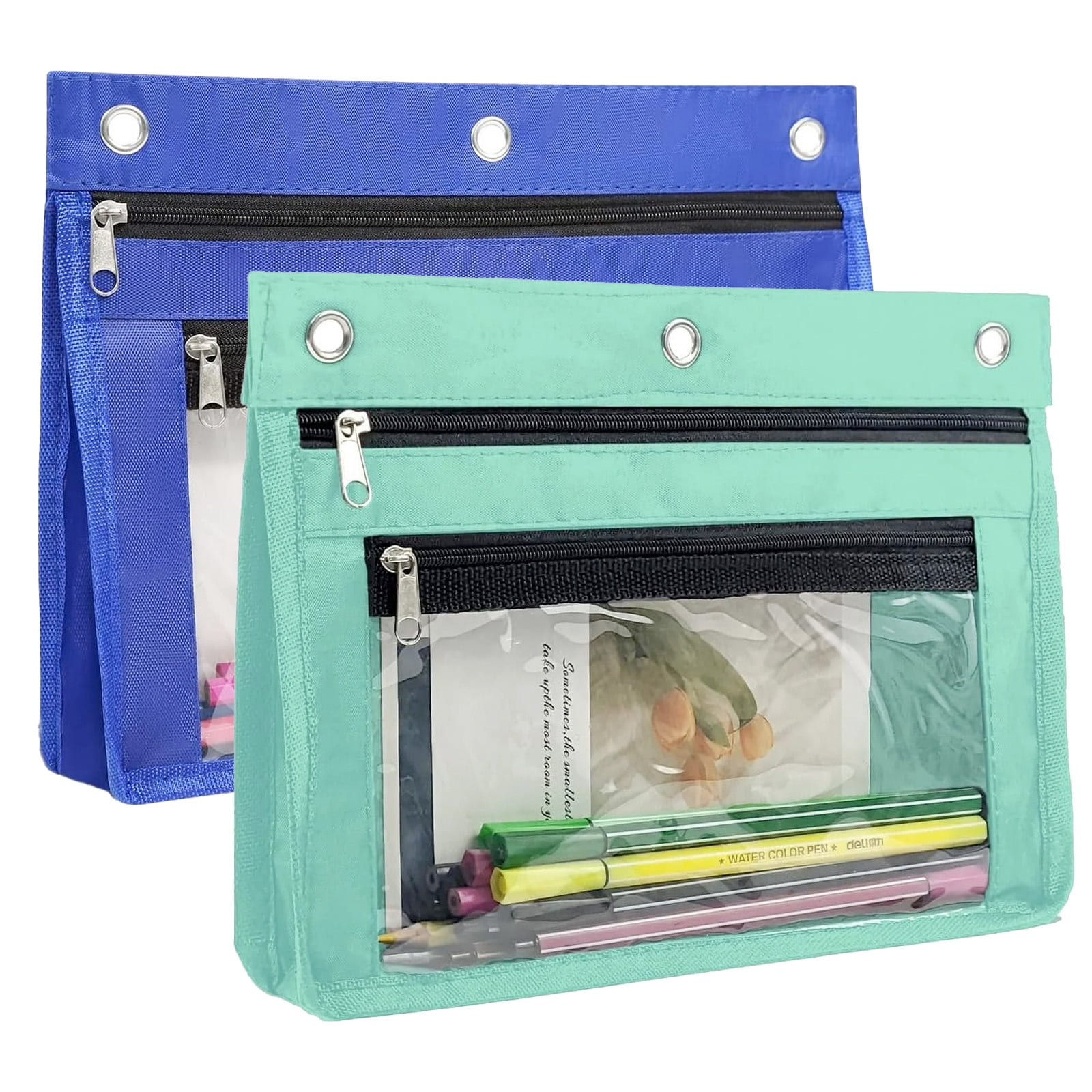 1inch Expandable Pencil Pouch for 3 Ring Binder, 2Pcs Large Capacity ...