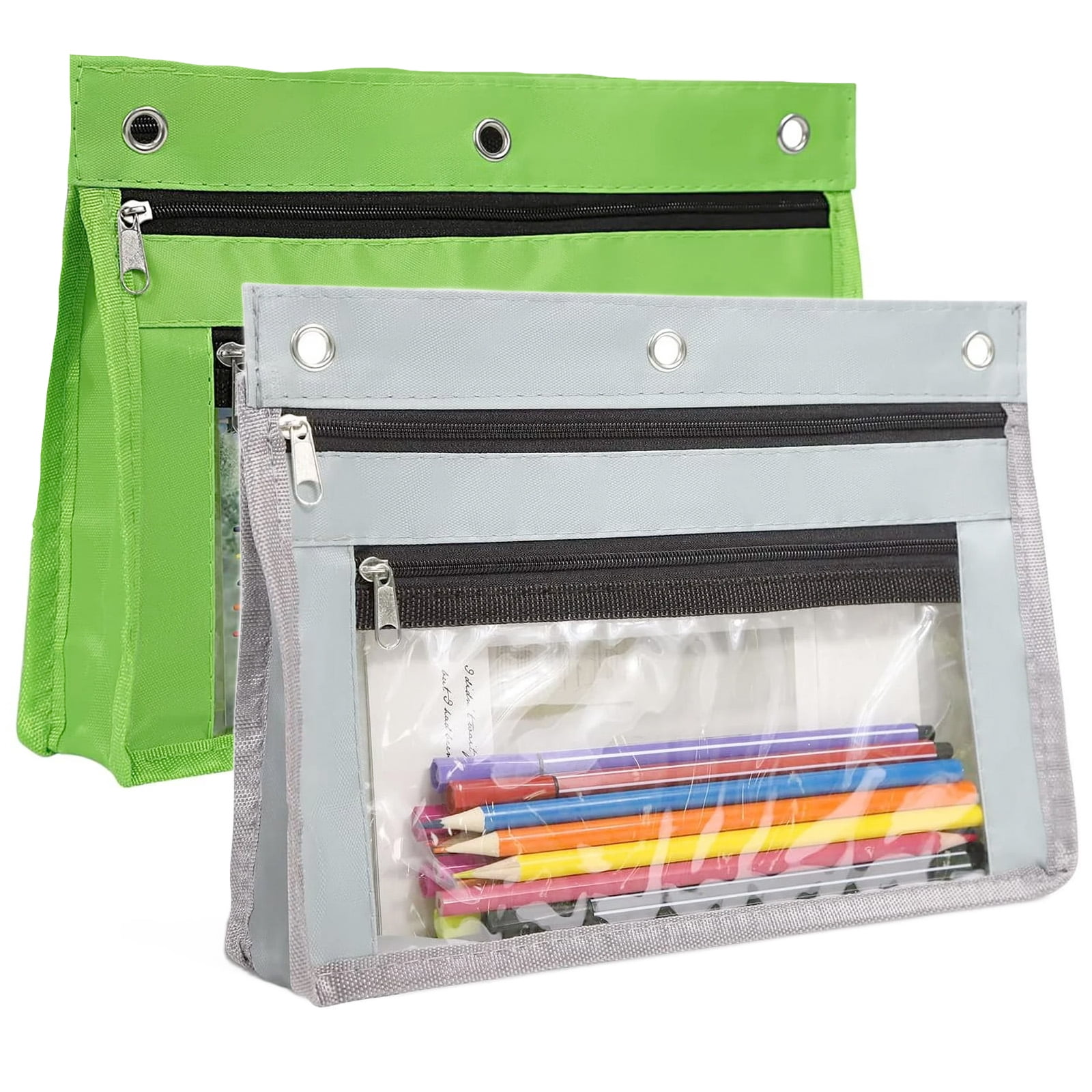 1inch Expandable Pencil Pouch for 3 Ring Binder, 2Pcs Large Capacity ...