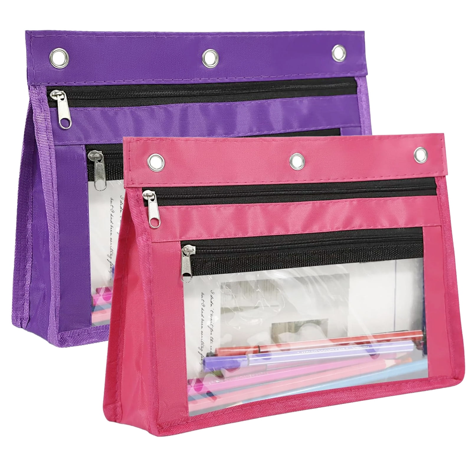 1inch Expandable Pencil Pouch for 3 Ring Binder, 2Pcs Large Capacity ...