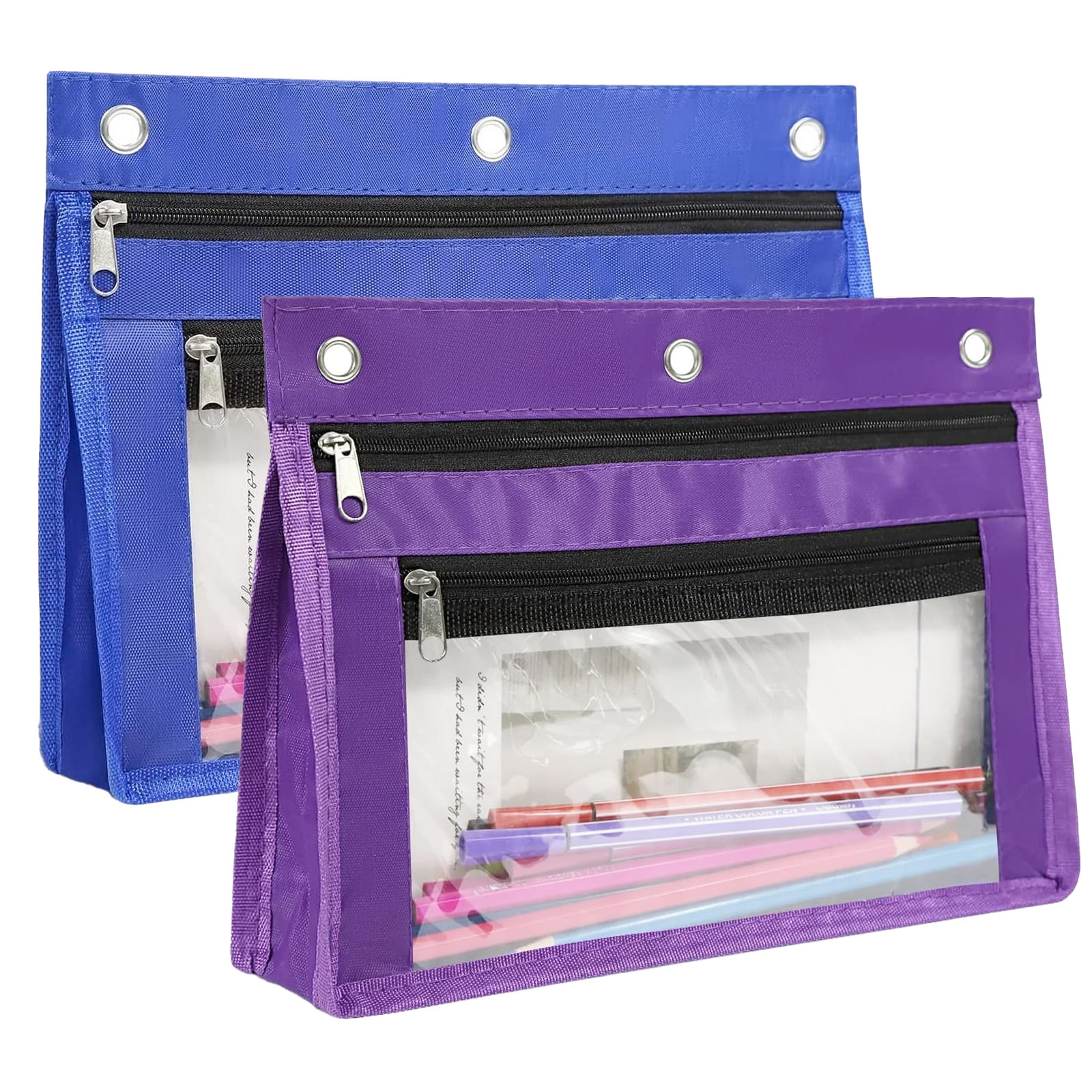 1inch Expandable Pencil Pouch for 3 Ring Binder, 2Pcs Large Capacity ...
