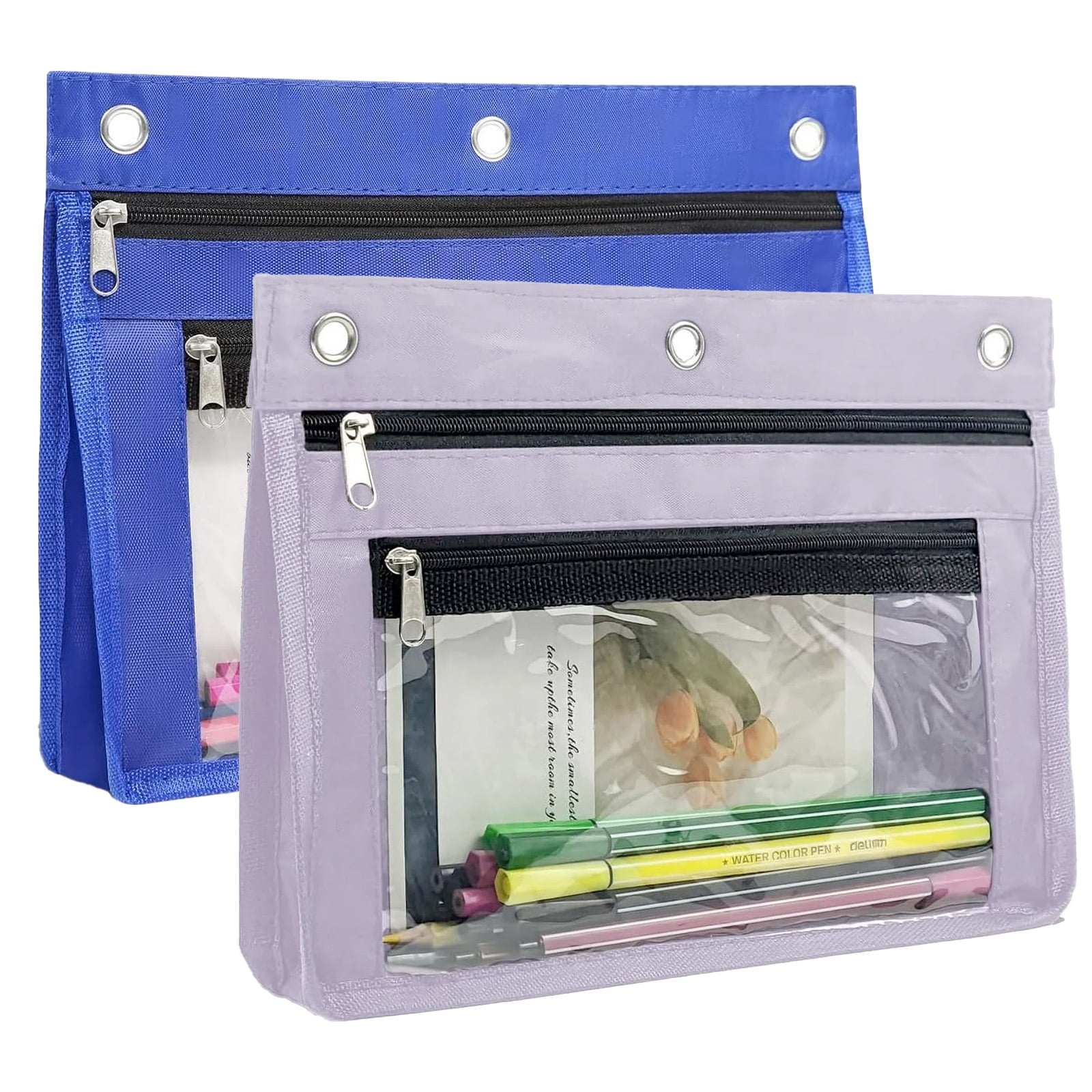 1inch Expandable Pencil Pouch for 3 Ring Binder, 2Pcs Large Capacity ...