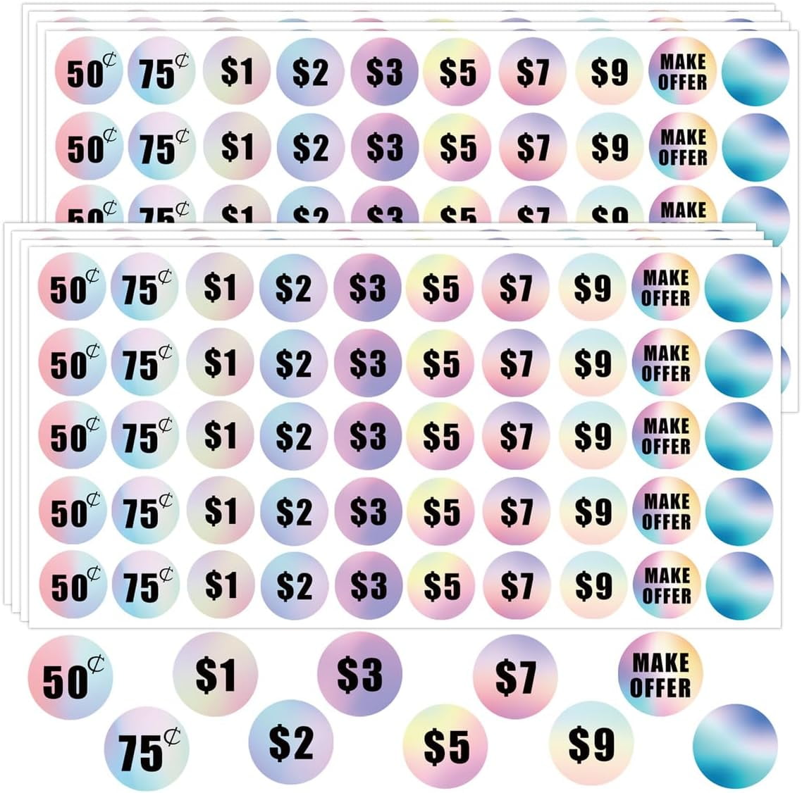 1inch Yard Garage Sale Price Stickers Pre-Priced Pricing Labels Bright ...