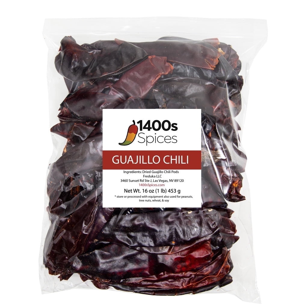 1400s Spices - 1lb Authentic Stemless Mexican Guajillo Chilies Pepper ...