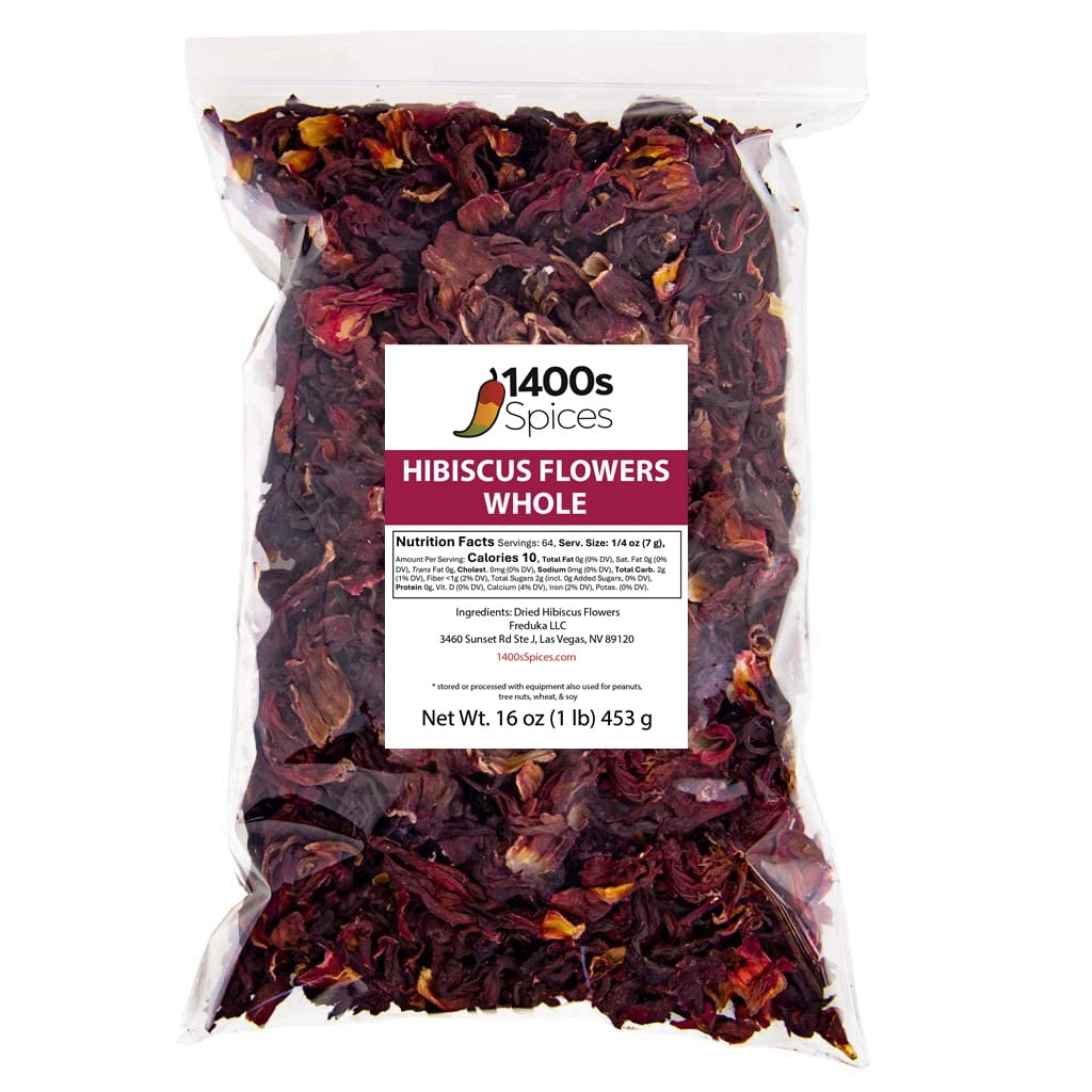 1400s Spices, 1lb Dried Hibiscus Flowers, Whole Tea Flor de Jamaica ...