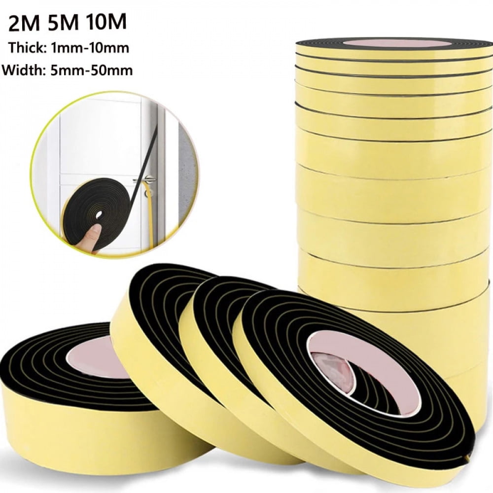 1m-10m Rubber Self Adhesive Sponge Seal Strip EVA Black Foam Strong ...