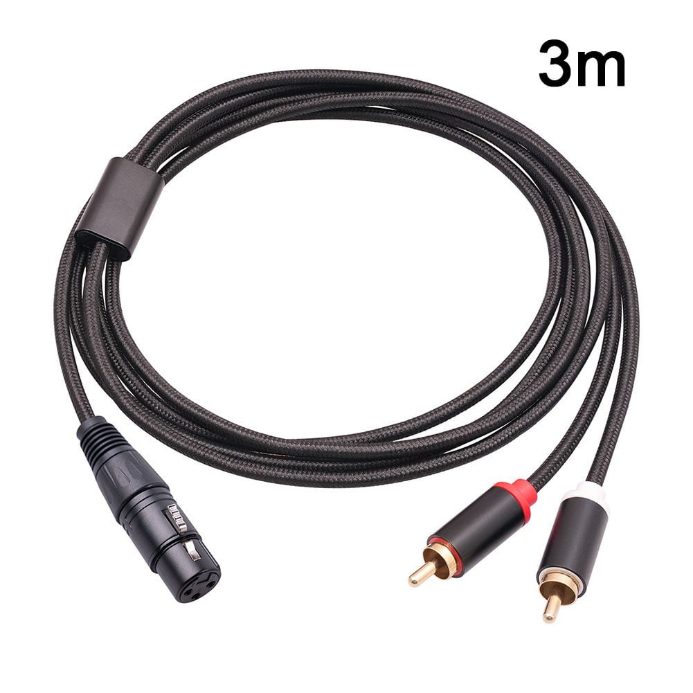 1m 2m 3 Audio RCA Y-Splitter Cable Male To 2 XLR 3 Pin Male Female ...