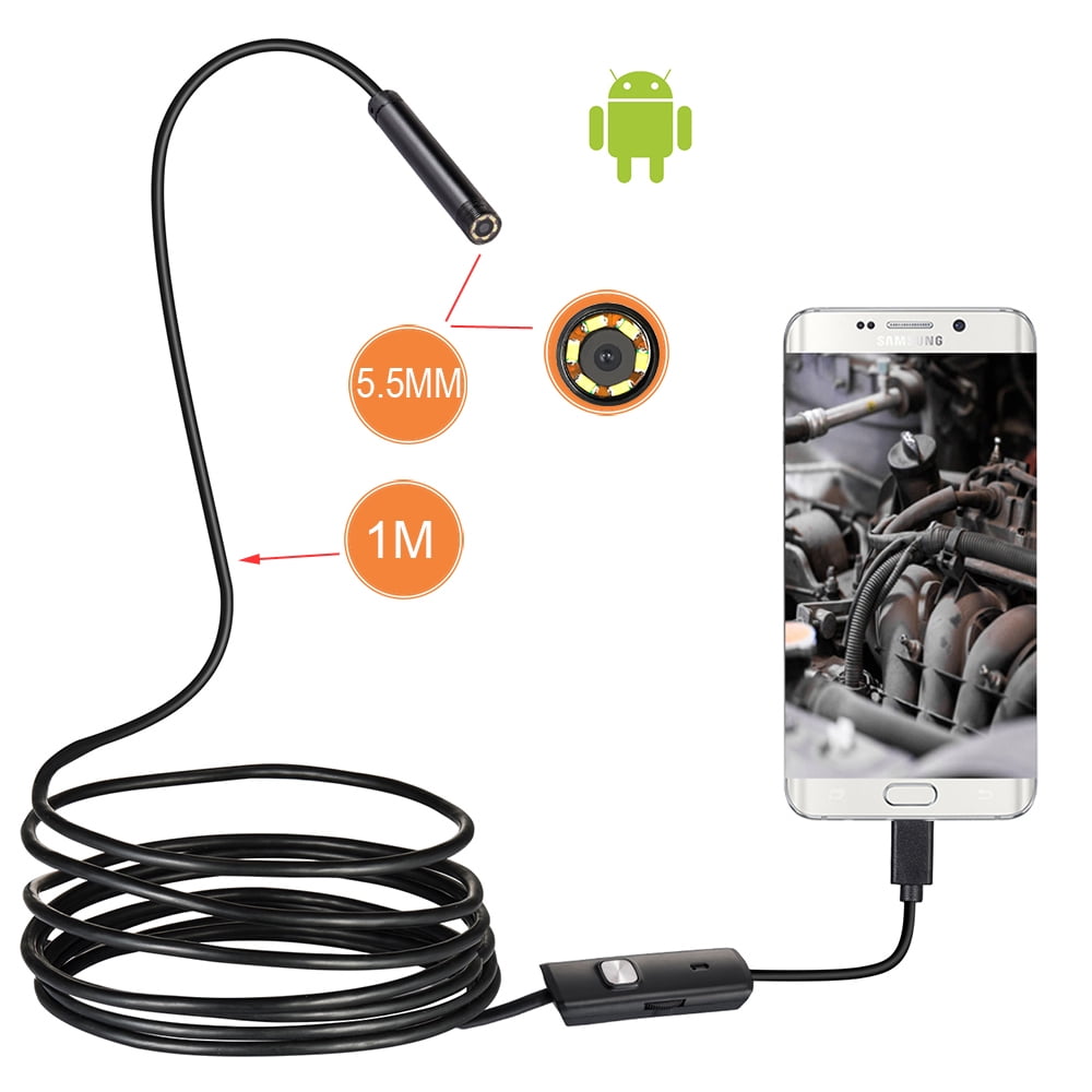 1m/2m Waterproof Endoscope Mini HD Camera Snake Tube 5.5 mm Lens USB ...