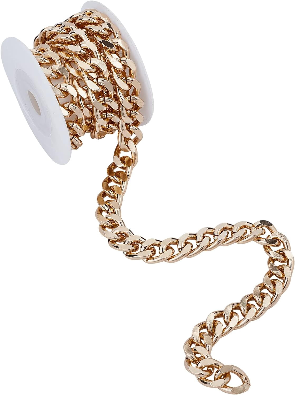 1m Aluminum Curb Chain Unwelded with Spool Light Gold 16.5x13x6mm 3.28 ...