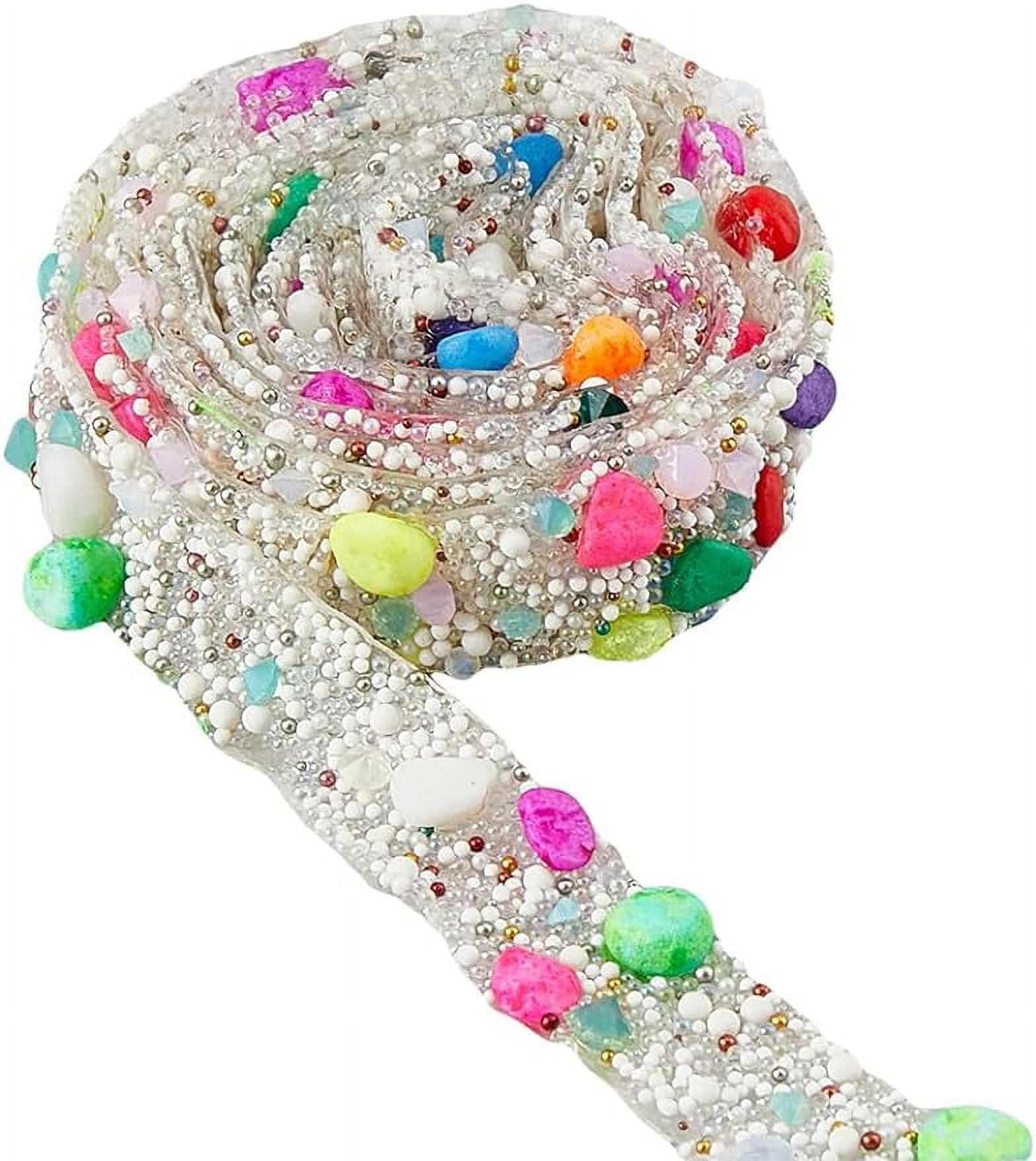 1m Glass Hotfix Rhinestone Beaded Trim Stone Beads Ribbon Plastic ...