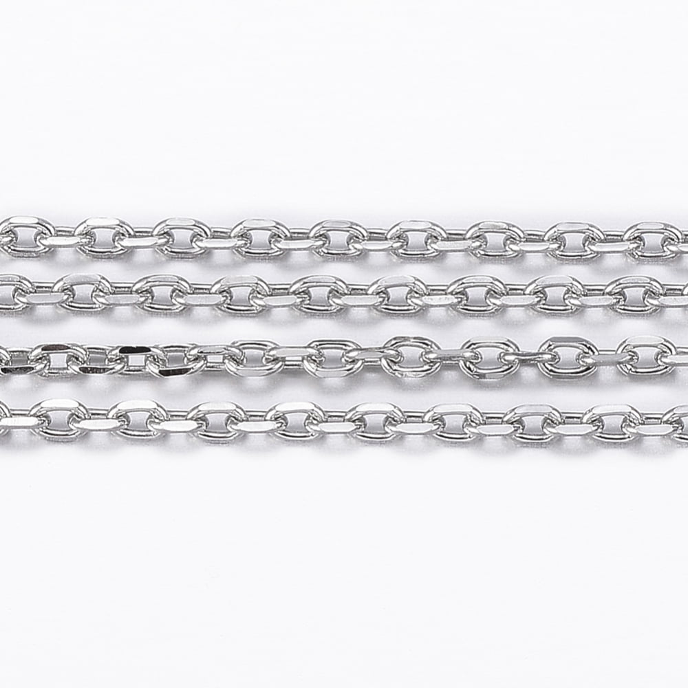 1m Non-Tarnish 3.28 Feet 304 Stainless Steel Cable Chains Diamond Cut ...