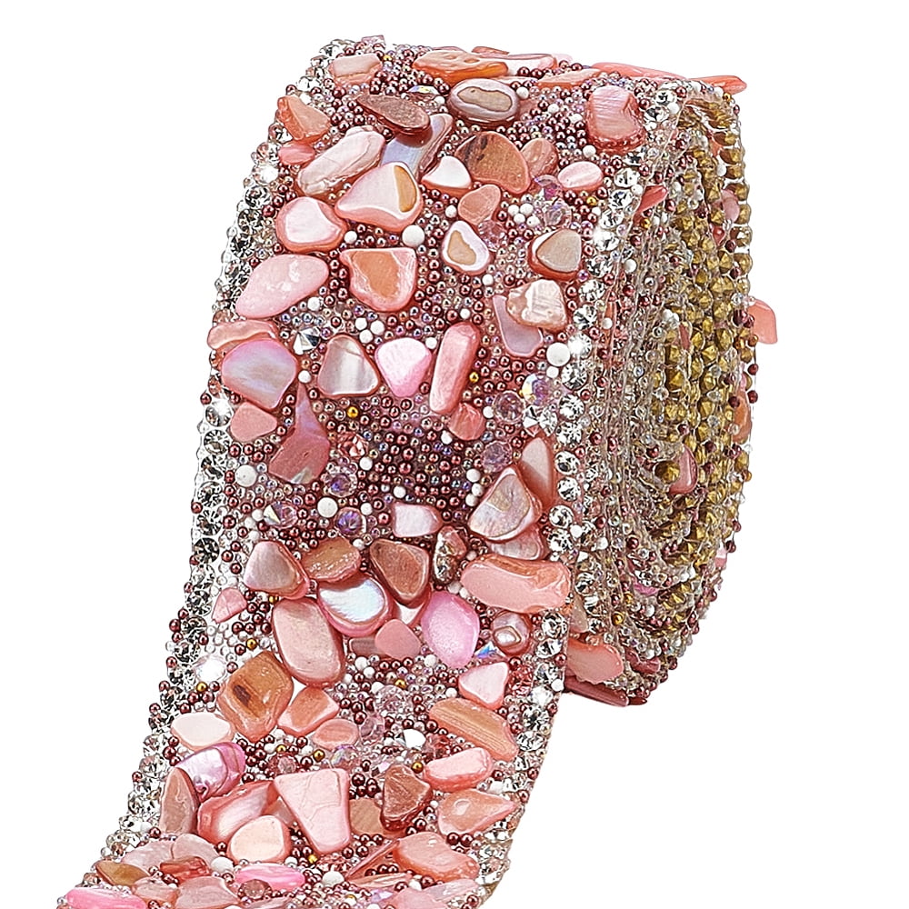 1m Rhinestones Trim Hot Pink Rhinestone Ribbon 3.5cm Wide Gemstone Trim ...