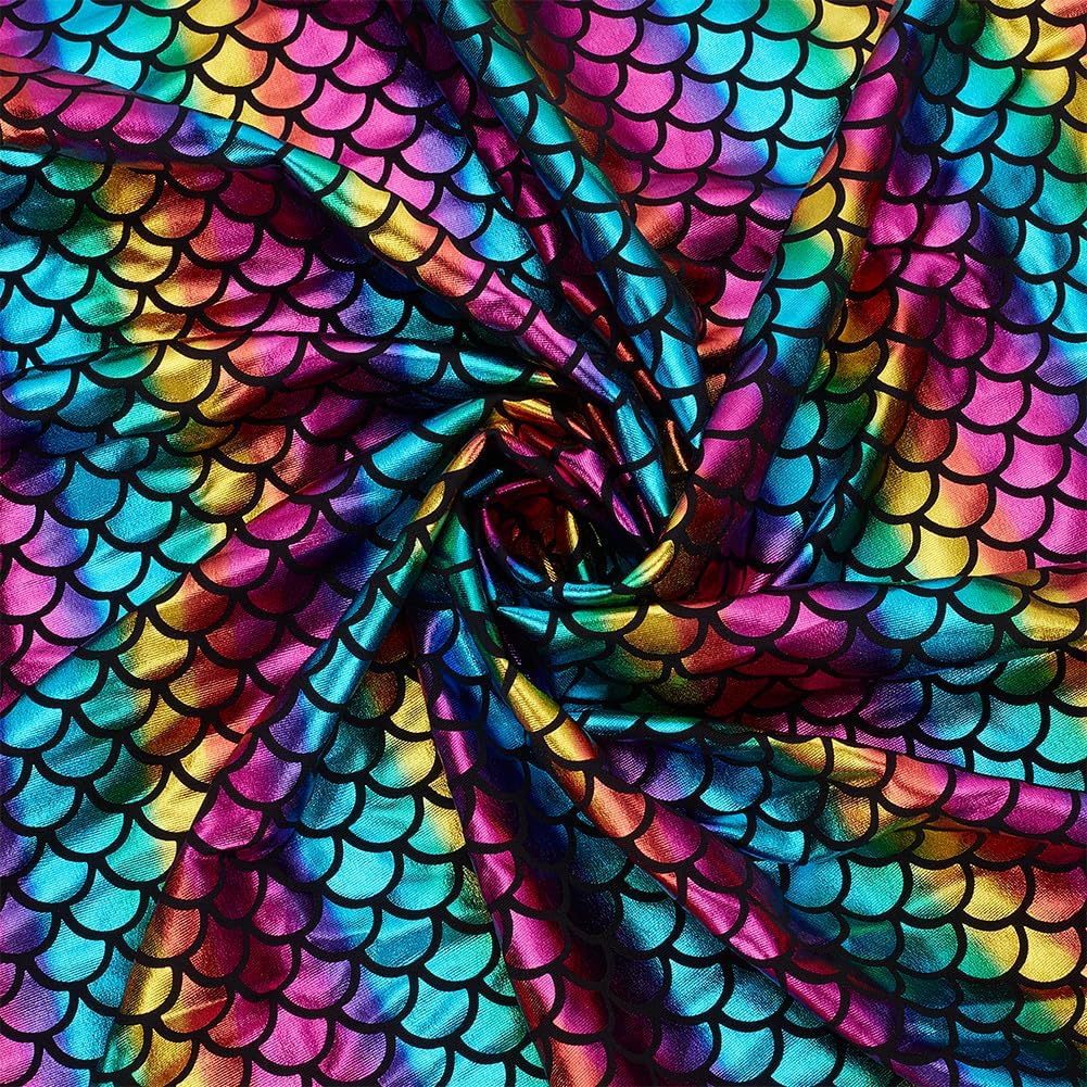 1m Scales Fabric 59.05x39.37 inch Colorful Gradient Scale Fabric Fish ...