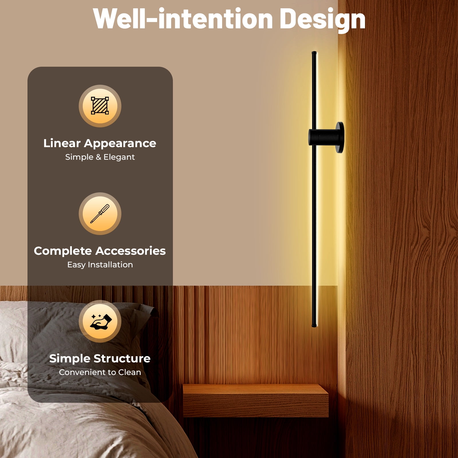 1m Wall Light, Long LED Wall Lamp, LED Linear Wall Lamp for Bathroom ...