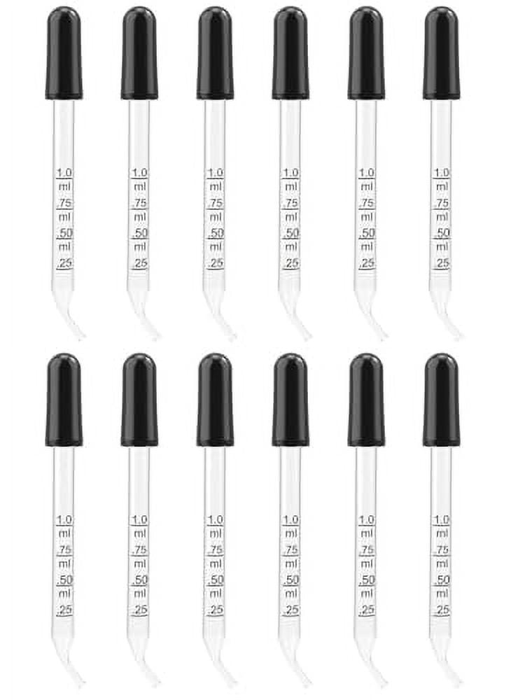 1ml Capacity Glass Liquid Droppers, Calibrated Bent Tip with Black ...
