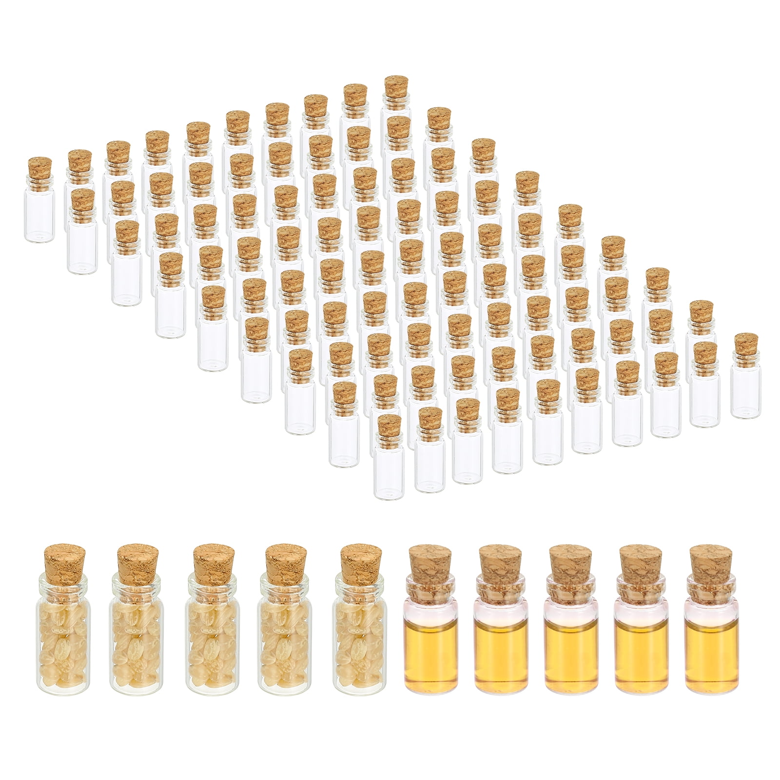 1ml Tiny Glass Bottles Vials, 100Pcs Mini Clear Bottles Glass Empty ...
