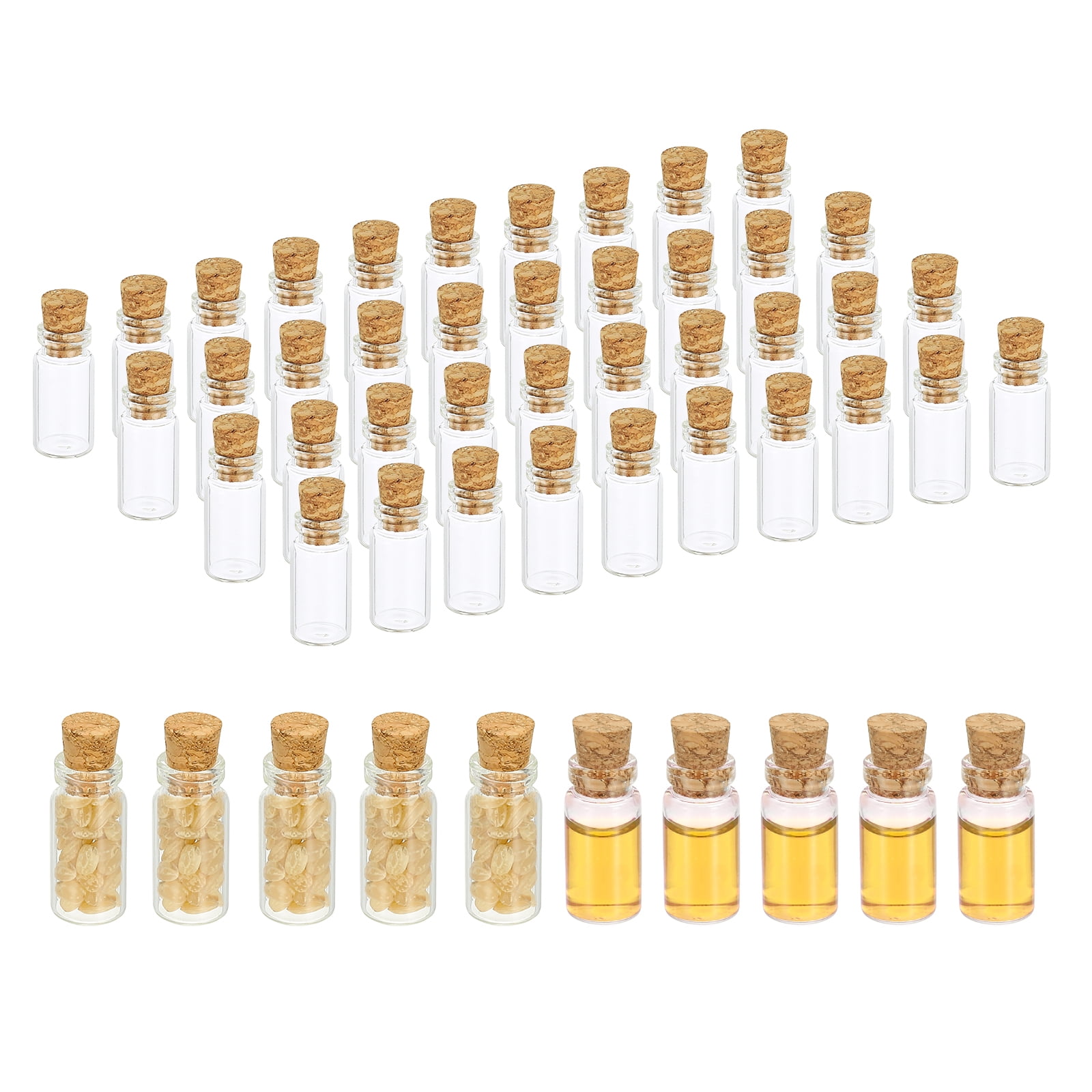 1ml Tiny Glass Bottles Vials, 50Pcs Mini Clear Bottles Glass Empty Jars ...