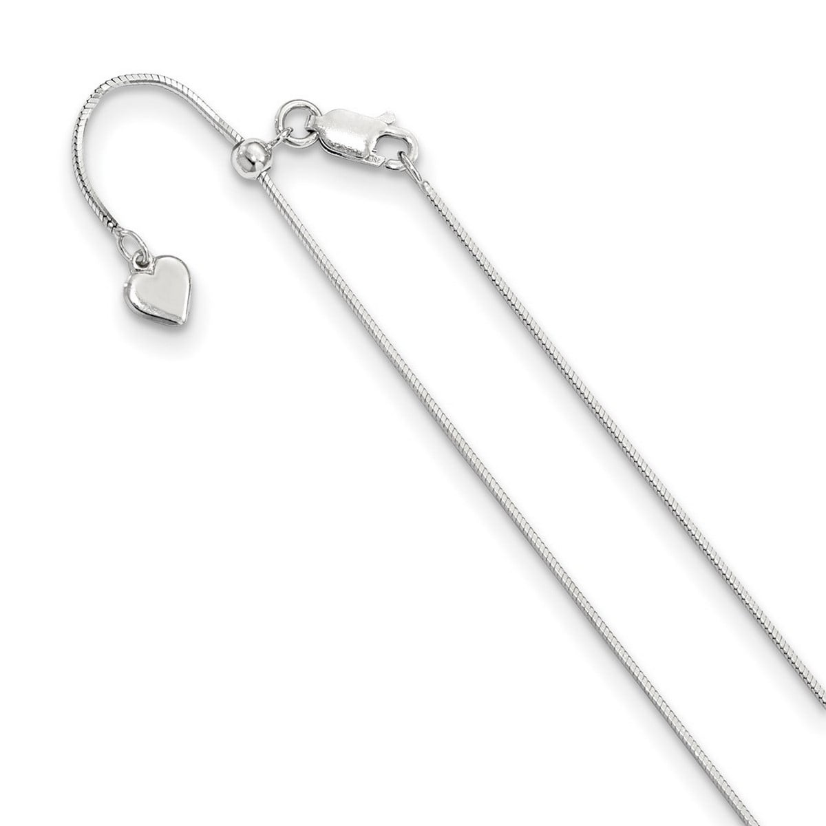 1mm 925 Sterling Silver Polished Lobster Claw Closure Square Adjustable Snake Chain Necklace 22 ...