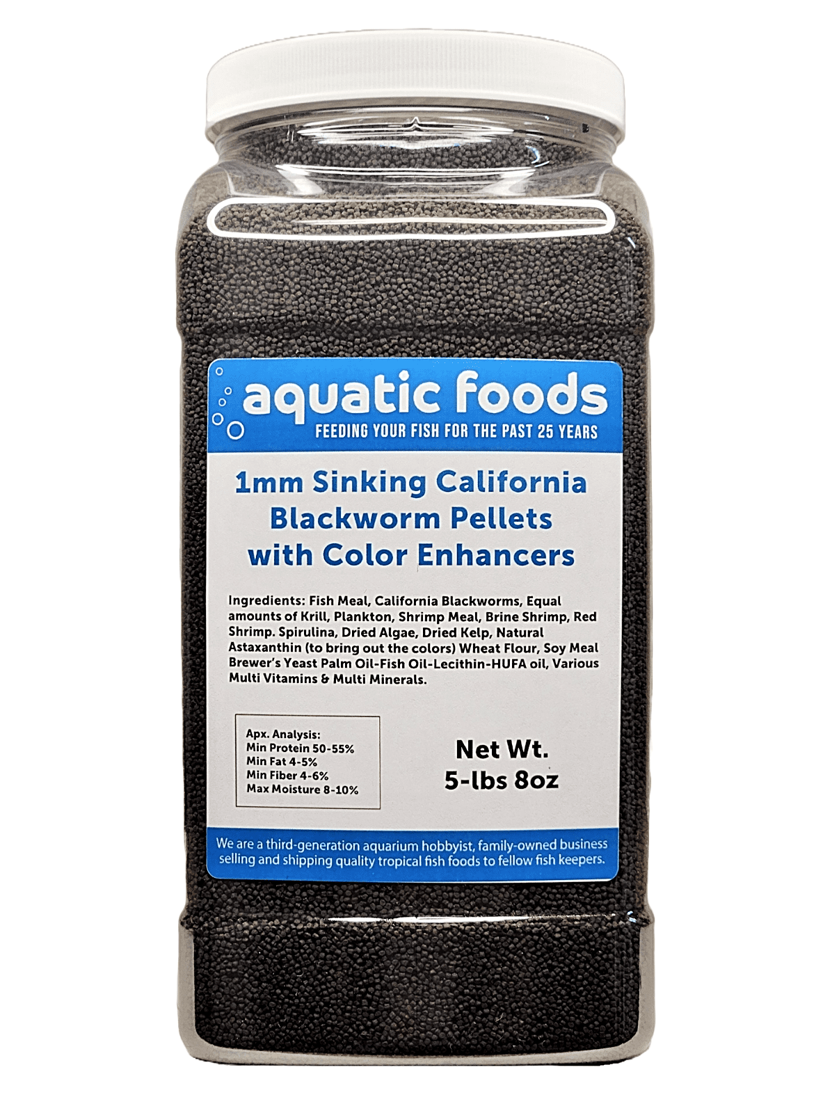1mm Sinking Blackworm Pellets with Color Enhancers & Vitamins for ...