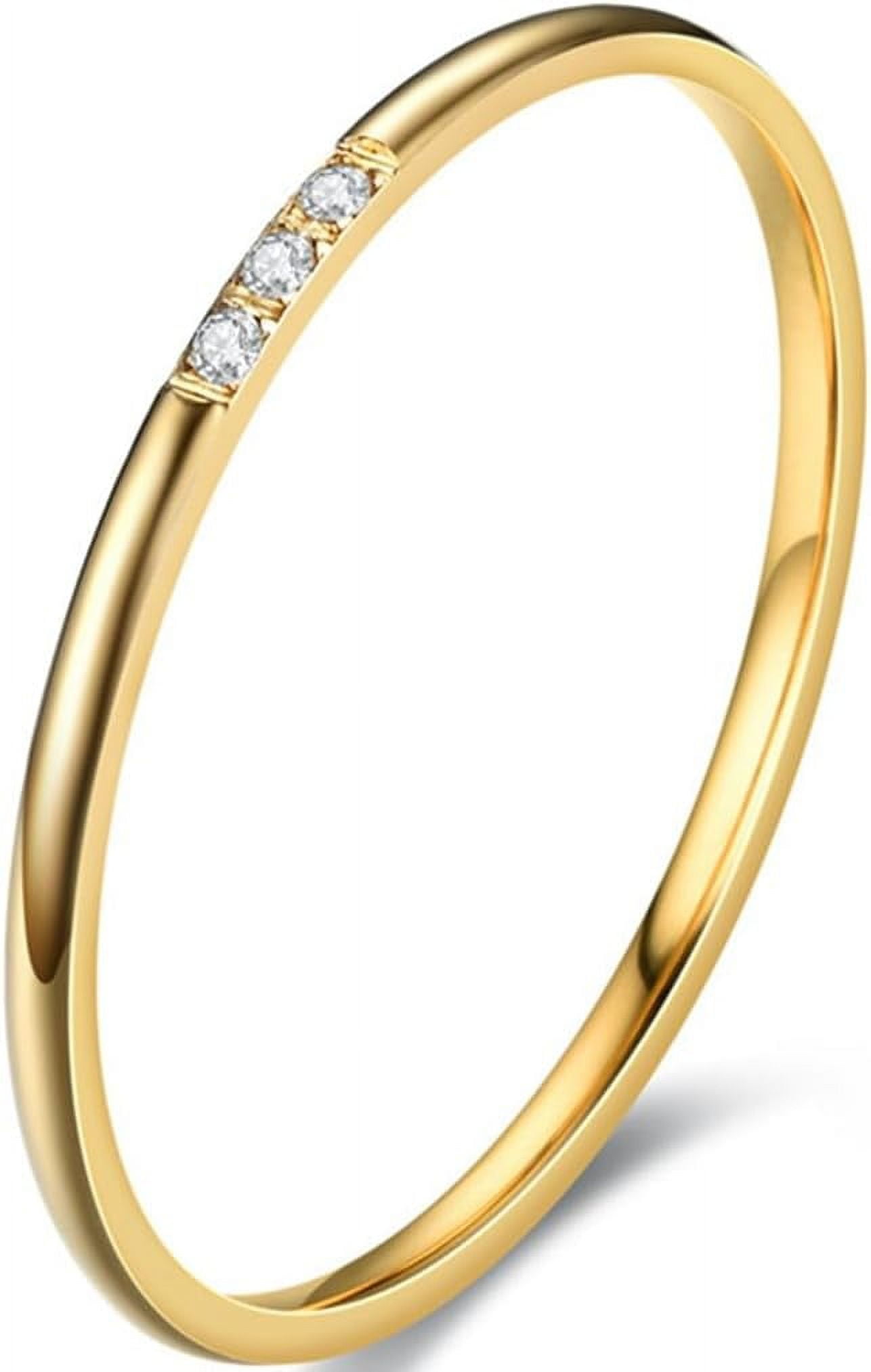 1mm Stainless Steel Thin Stackable Three Stones Eternity Wedding Band ...
