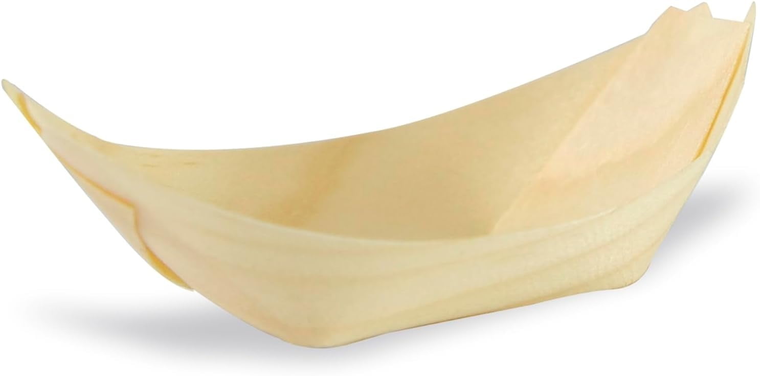 EcoQuality 1oz Mini Bamboo Boats, 2.3x1.9 Inch Disposable Serving Trays ...