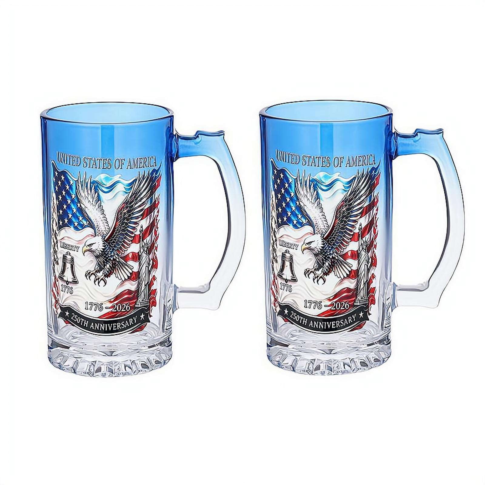 1pack 1776-2026 250th Anniversary Beer Mug with Handle, Patriotic Eagle ...