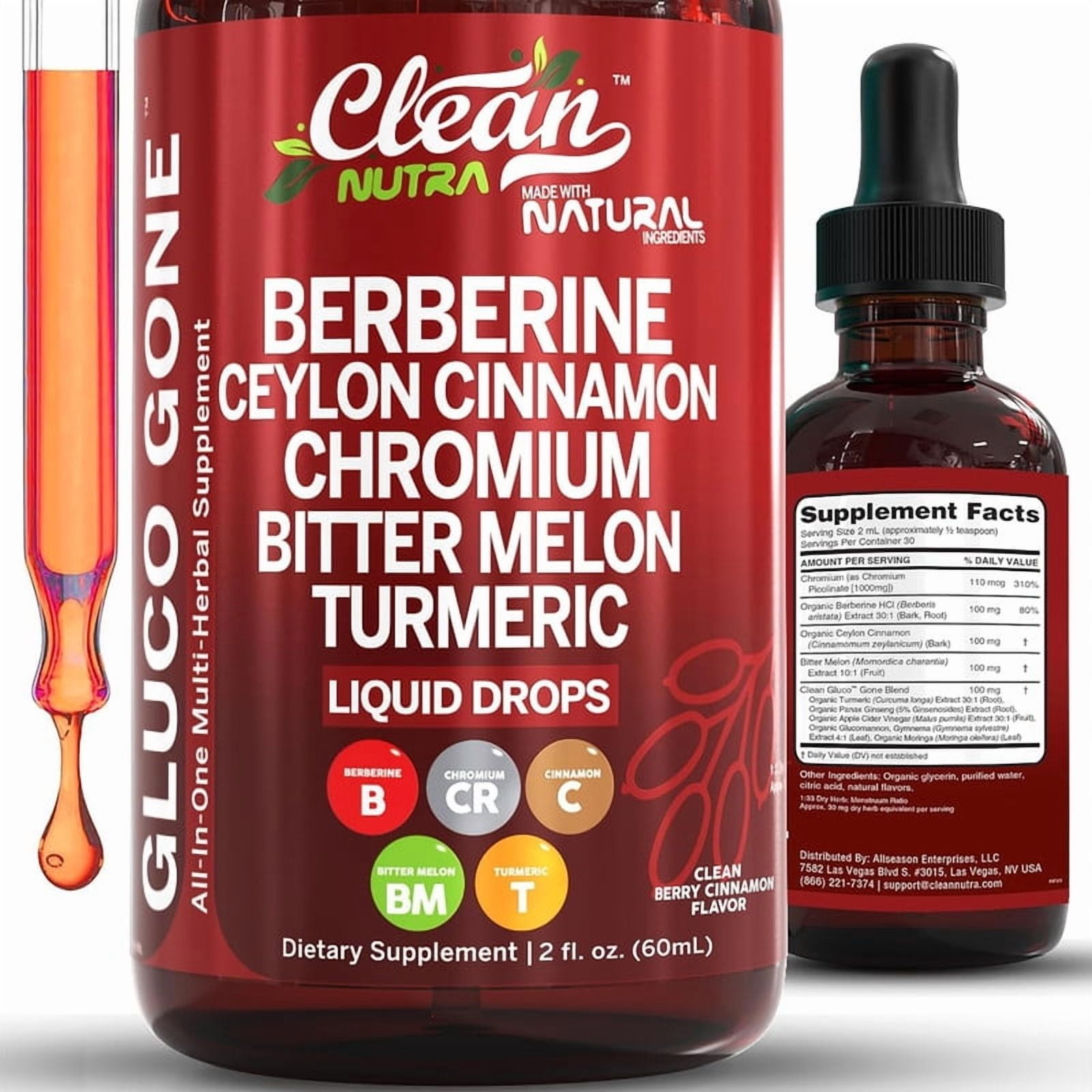 1pack 60ml Clean Nutra Organic Ceylon Cinnamon Berberine Liquid Drops ...