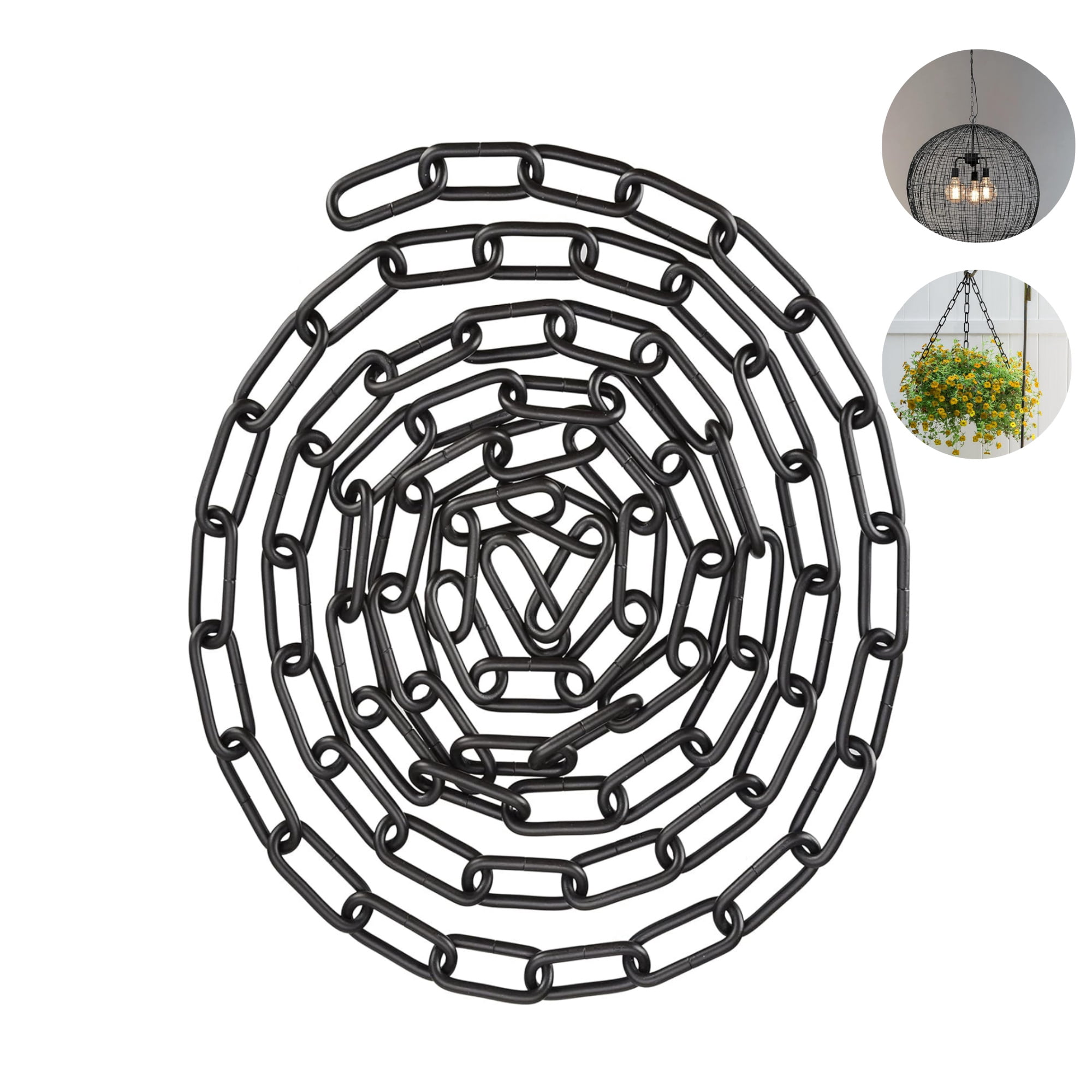 1pack Black Metal Chain 70.87x0.16in Reusable Lock Connectors for Plant ...
