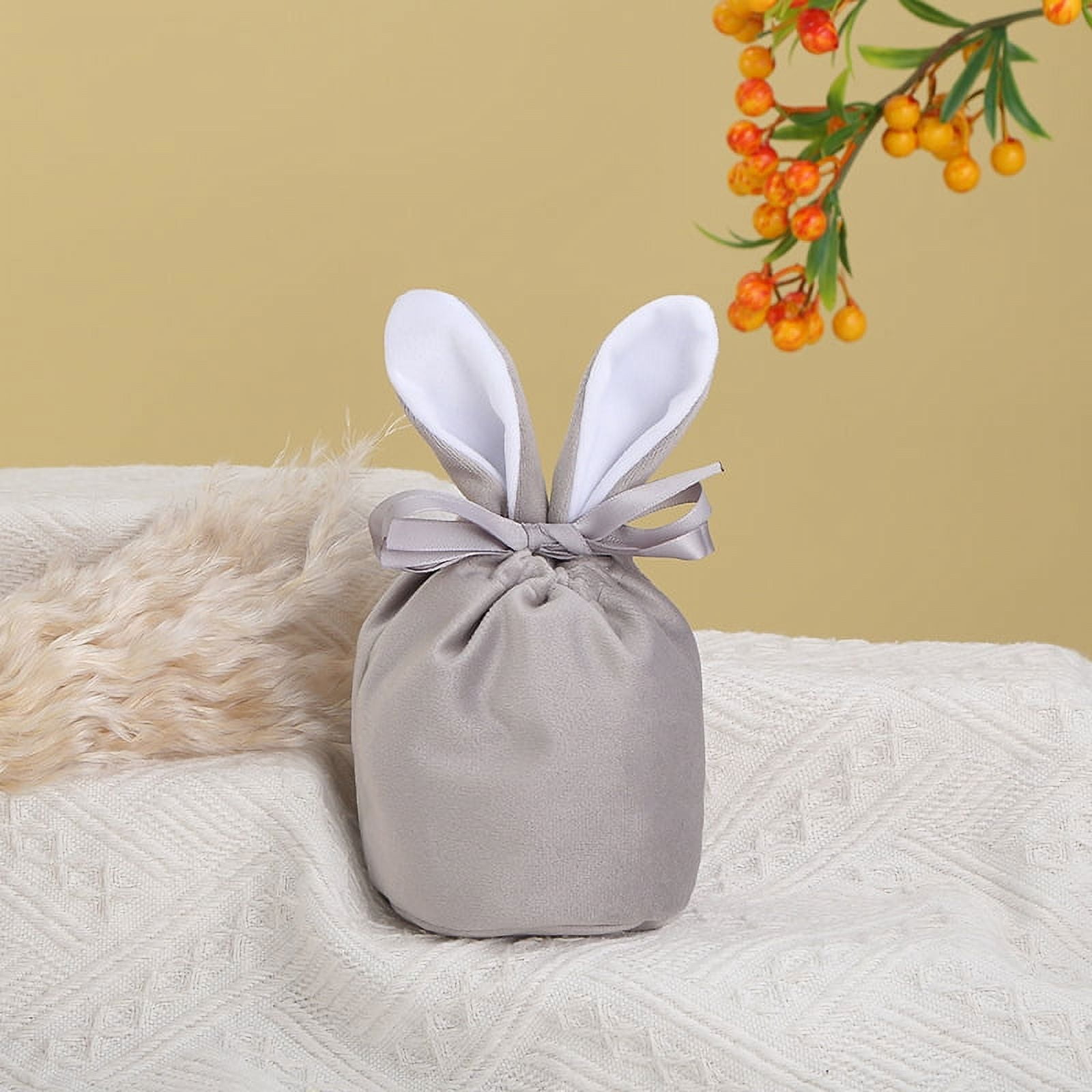1pack Easter Candy Gift Bags for Baby,Velvet Bunny Easter Treat Bags ...