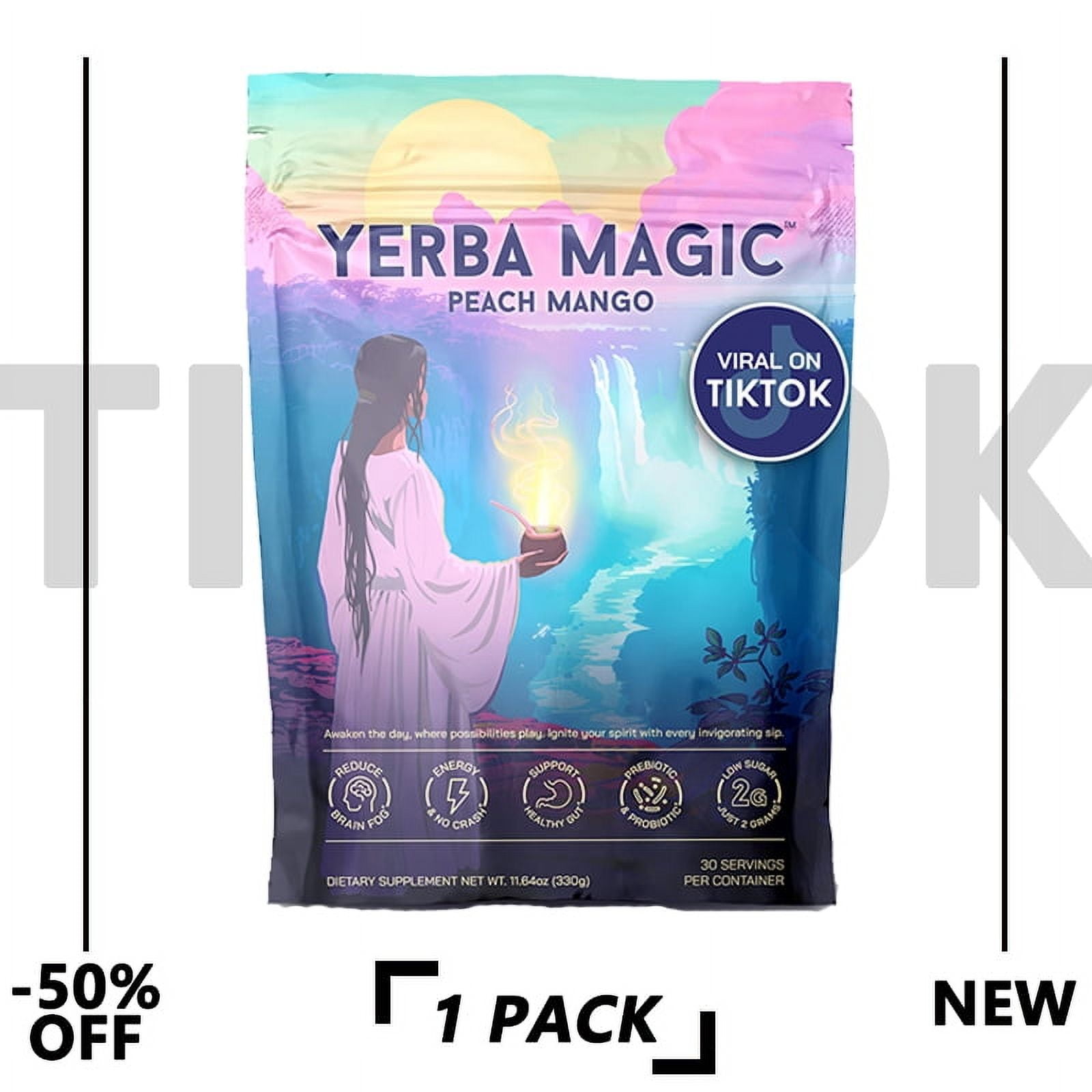 1pack Yerba Mate Instant Tea Powder, 3-in-1 Super Drink | Yerba Magic Peach Mango 30 Servings ...