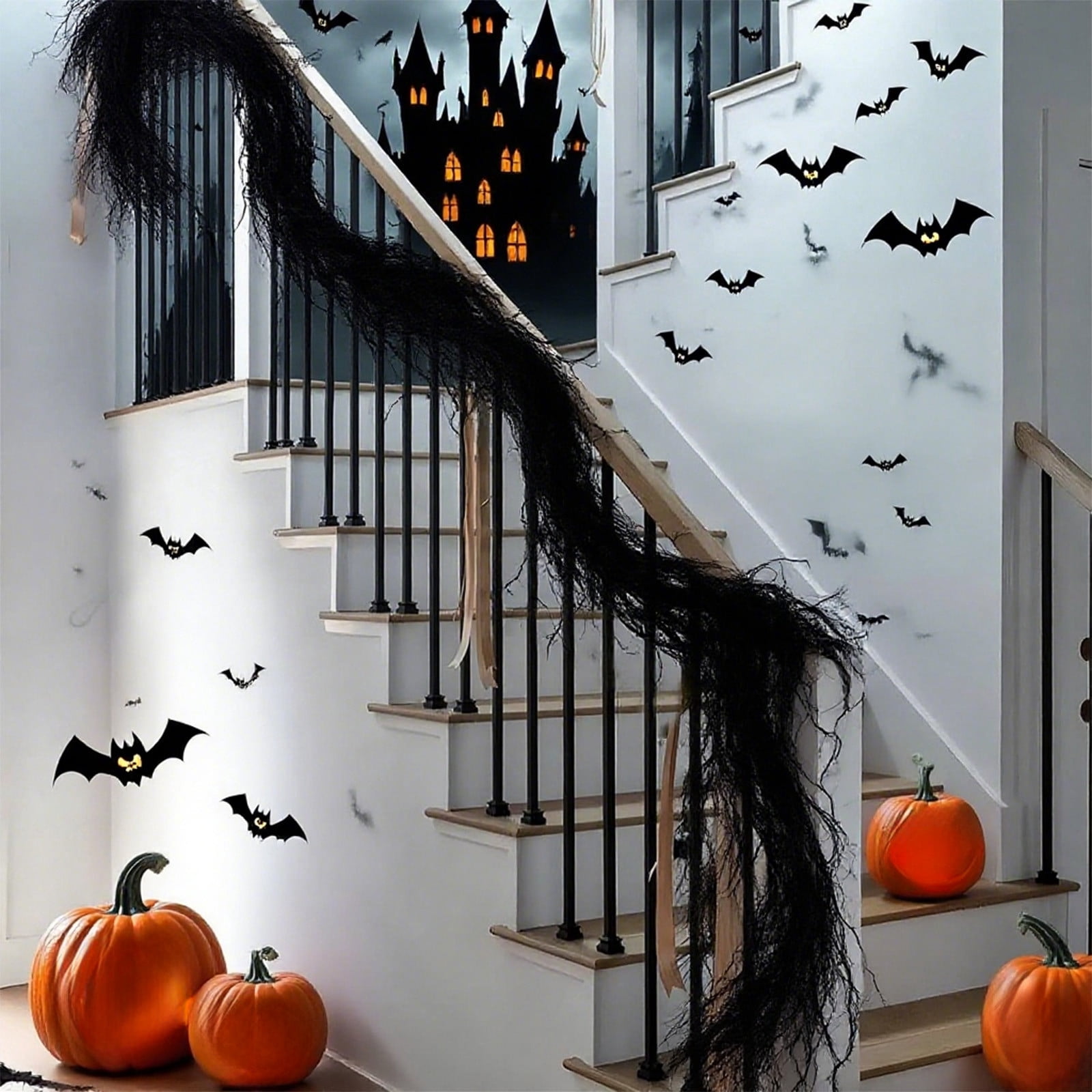 1packs Leaf Garland, Halloween Artificial Hanging Fall Black Leave ...
